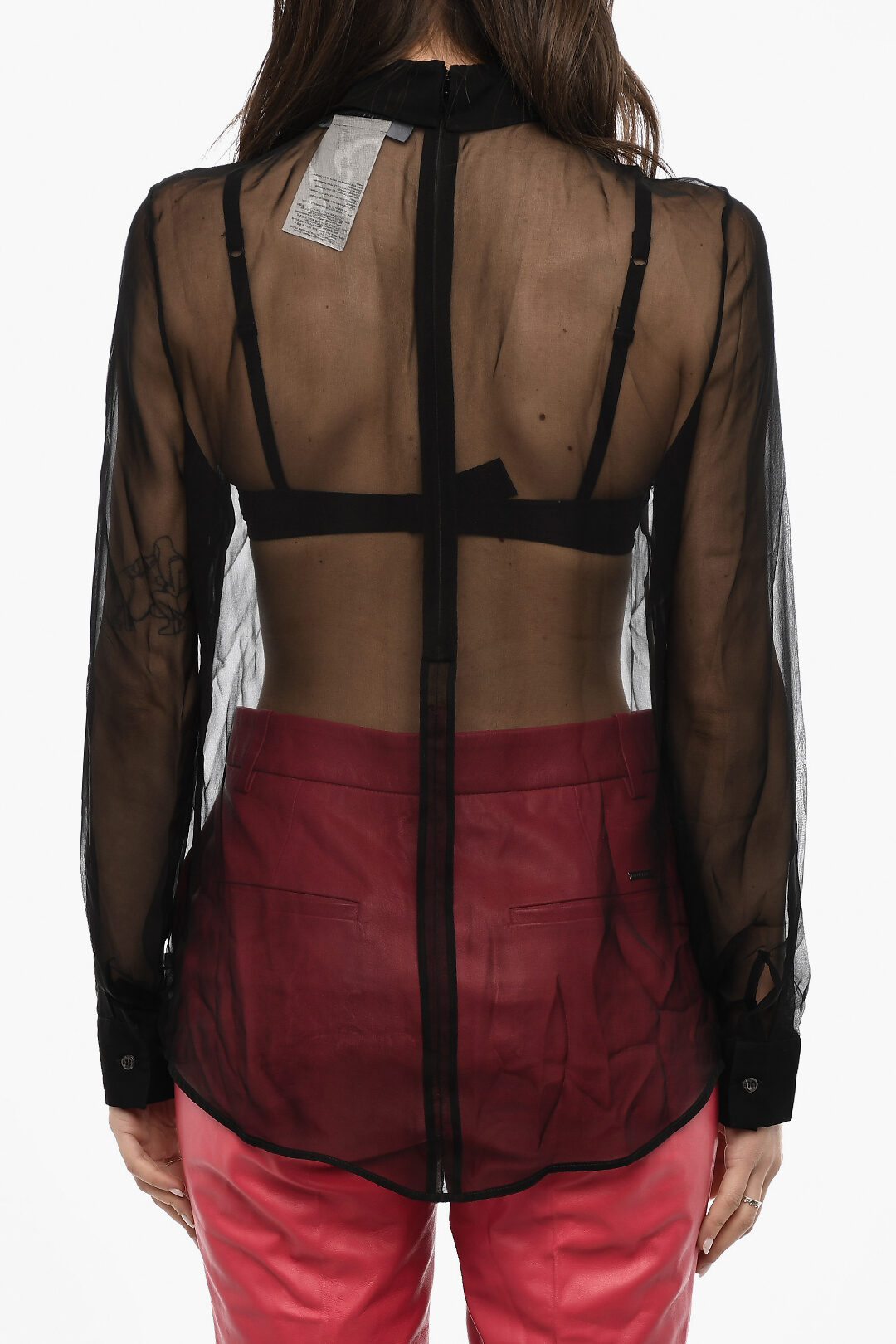 Dsquared2 Sheer Silk Blouse with Draped Collar damen - Glamood Outlet