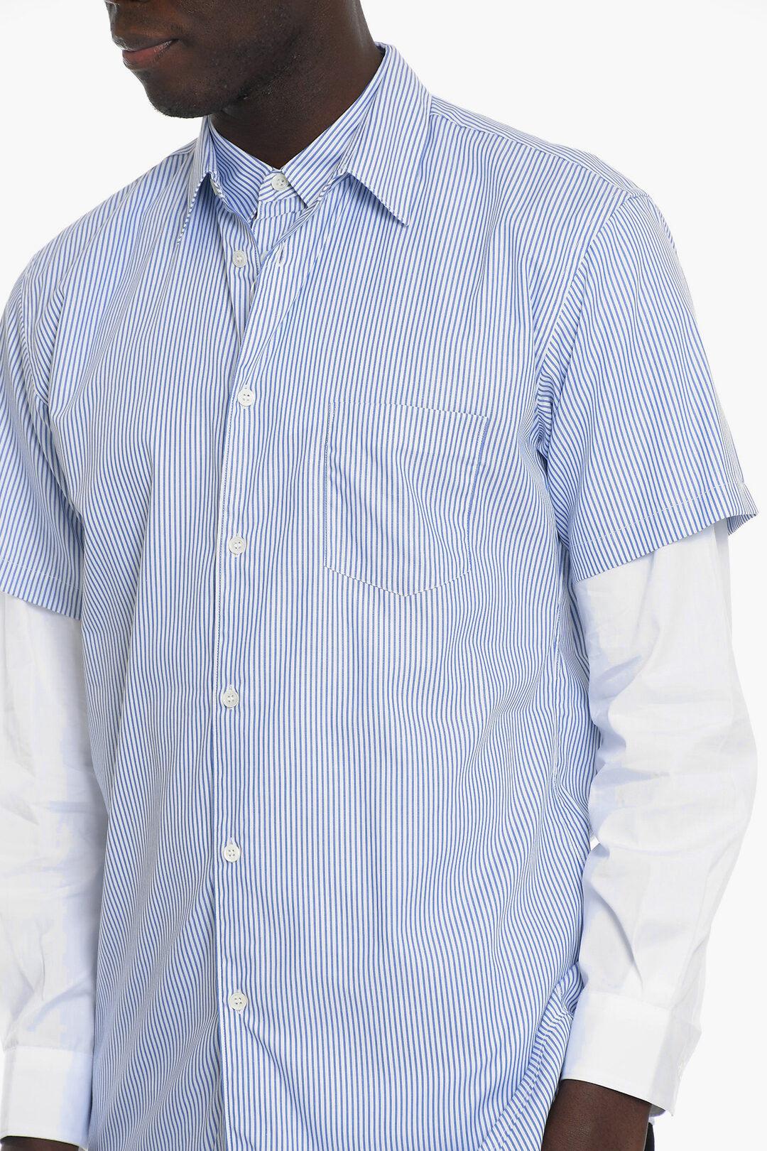 Comme Des Garçons SHIRT Awnin Striped Double Shirt with Breast Pocket ...