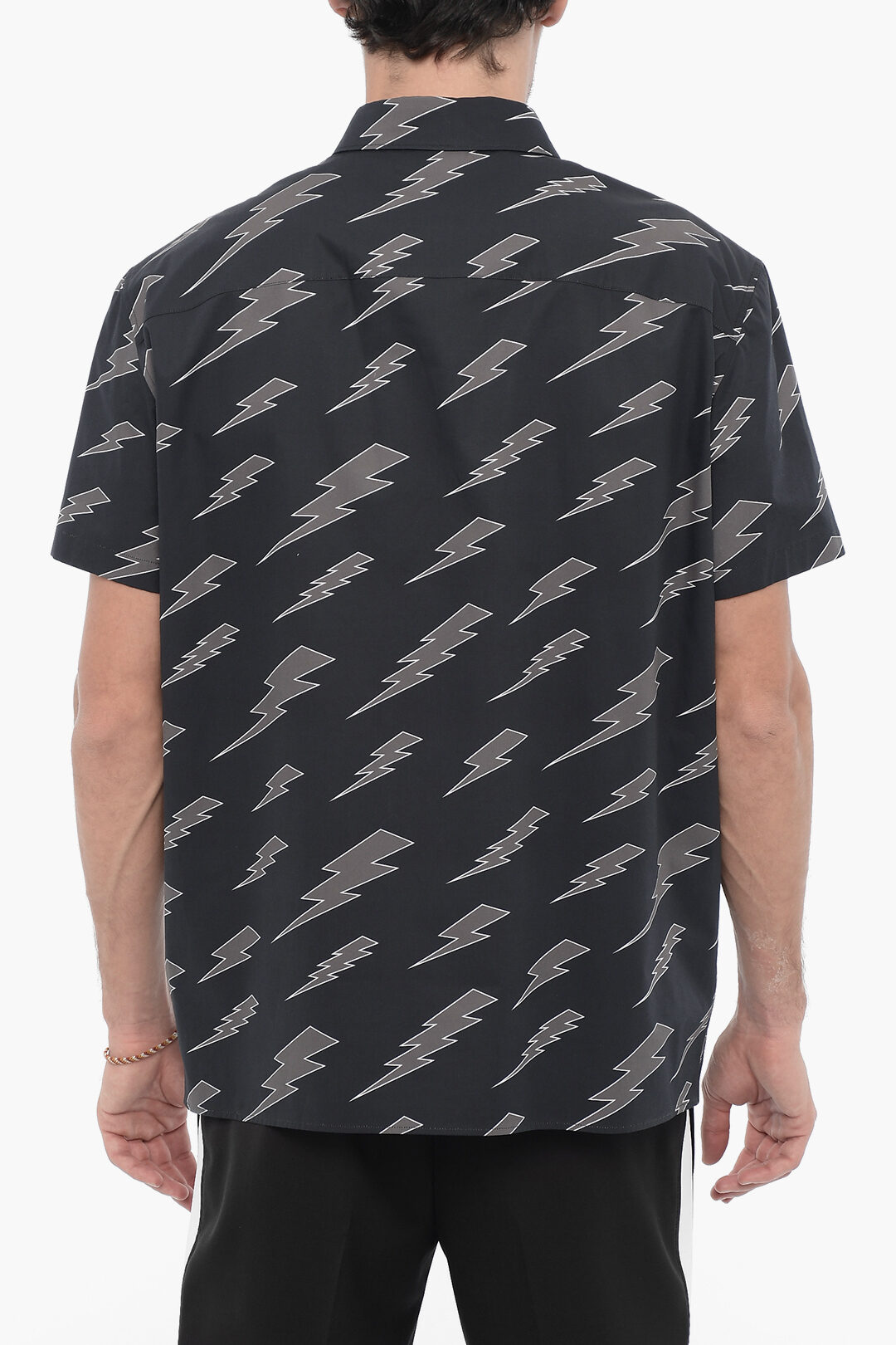 Neil Barrett Short Sleeve hirt With All-Over Thunderbolt Print men ...
