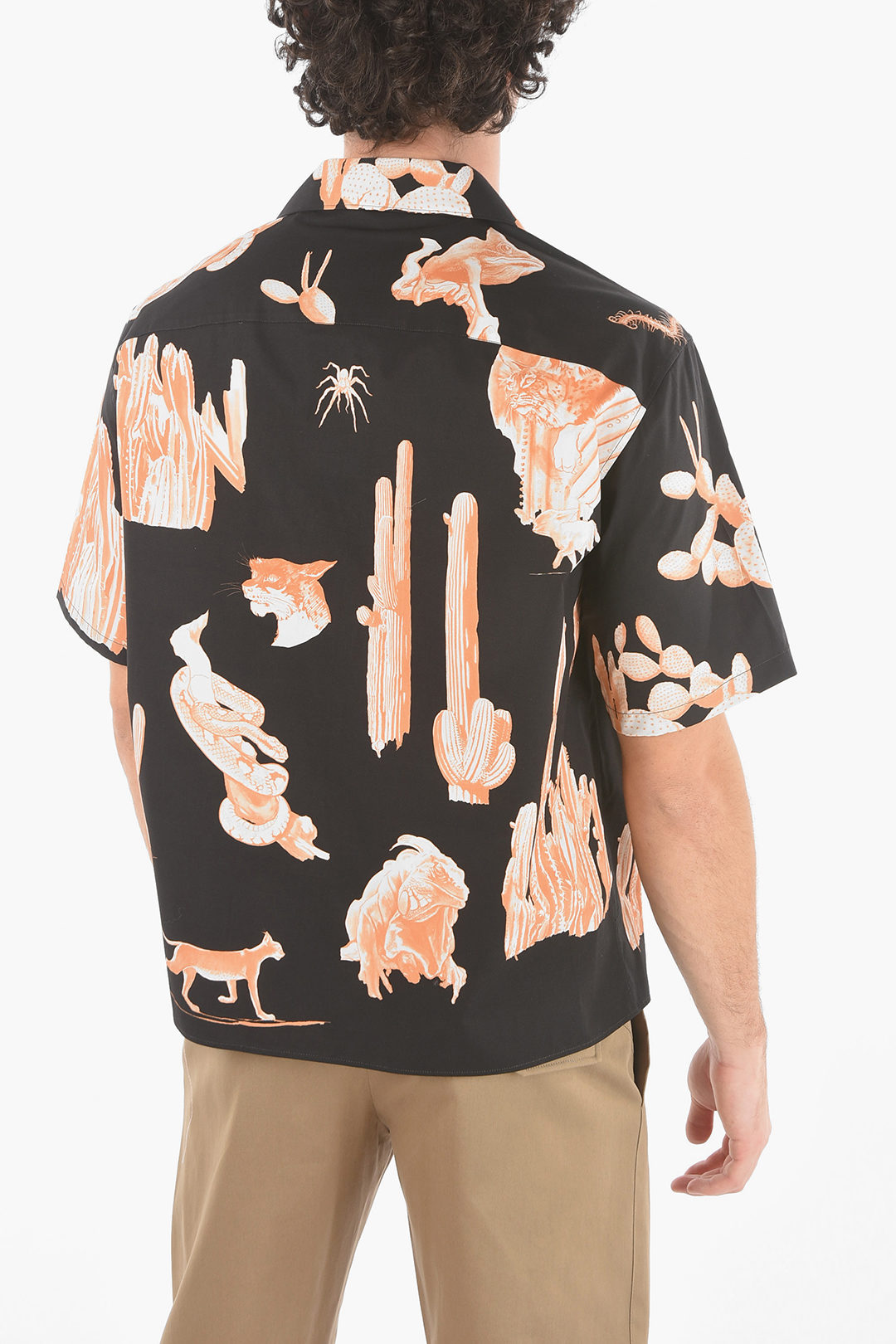 Neil Barrett Short-Sleeve Shirt BURNING MAN with Camp Collar men ...