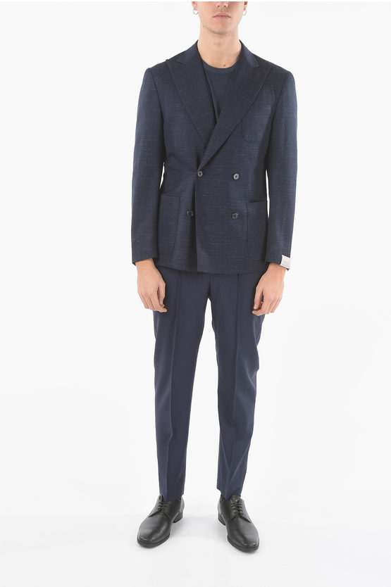 Corneliani side vents peak lapel GATE double-breasted blazer men ...