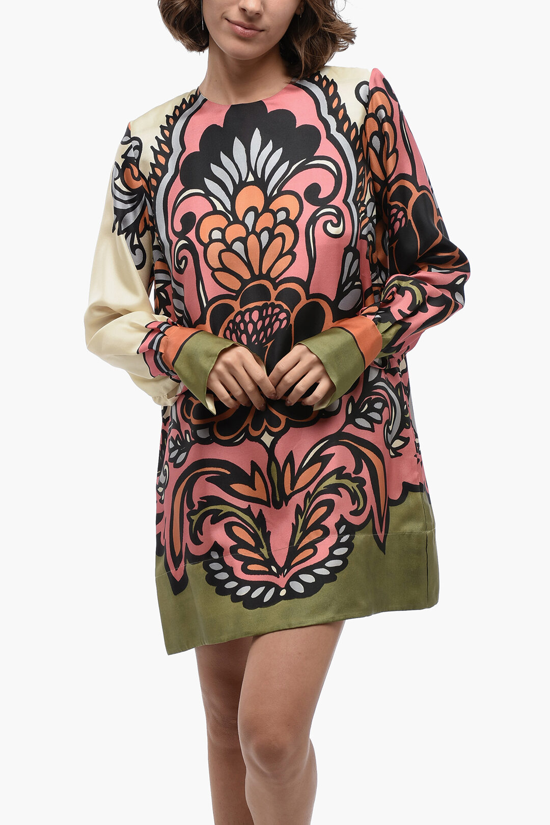 Co.go Silk A-Line Dress with Floral Pattern women - Glamood Outlet