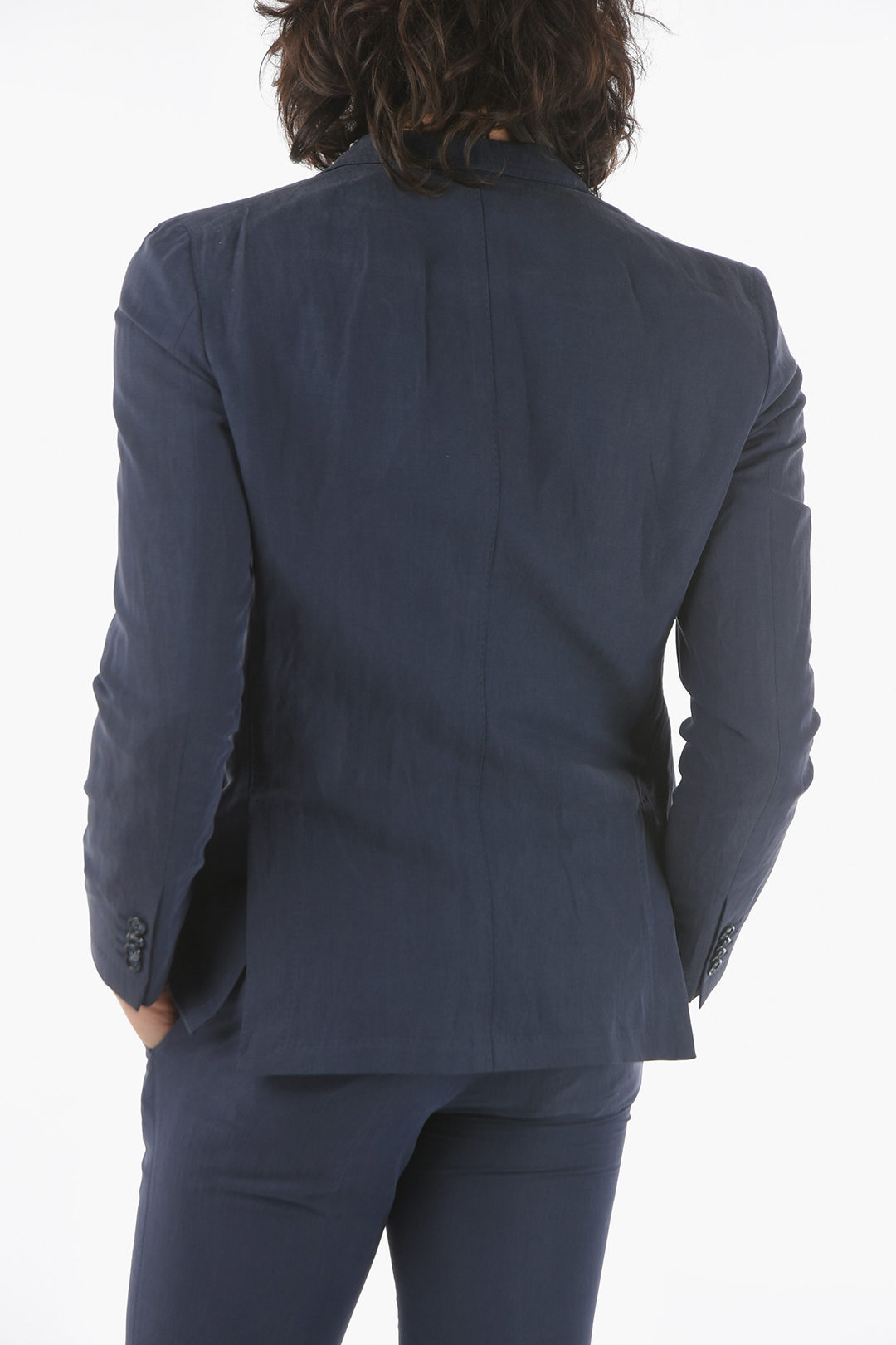 Corneliani silk and flax side vents notch lapel 2-button suit men ...