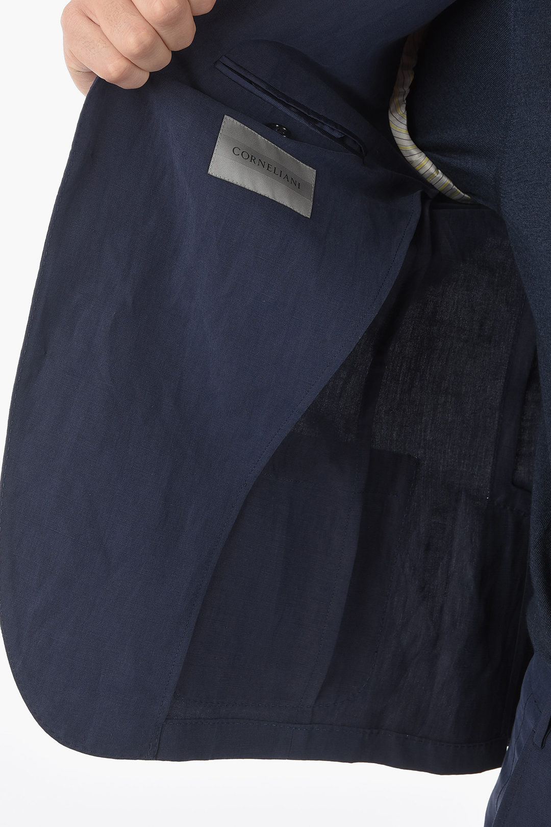 Corneliani silk and flax side vents notch lapel 2-button suit men ...