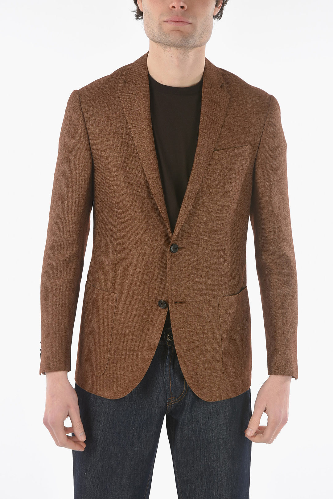 Corneliani silk and virgin wool ACADEMY SOFT side vents 2-button blazer ...