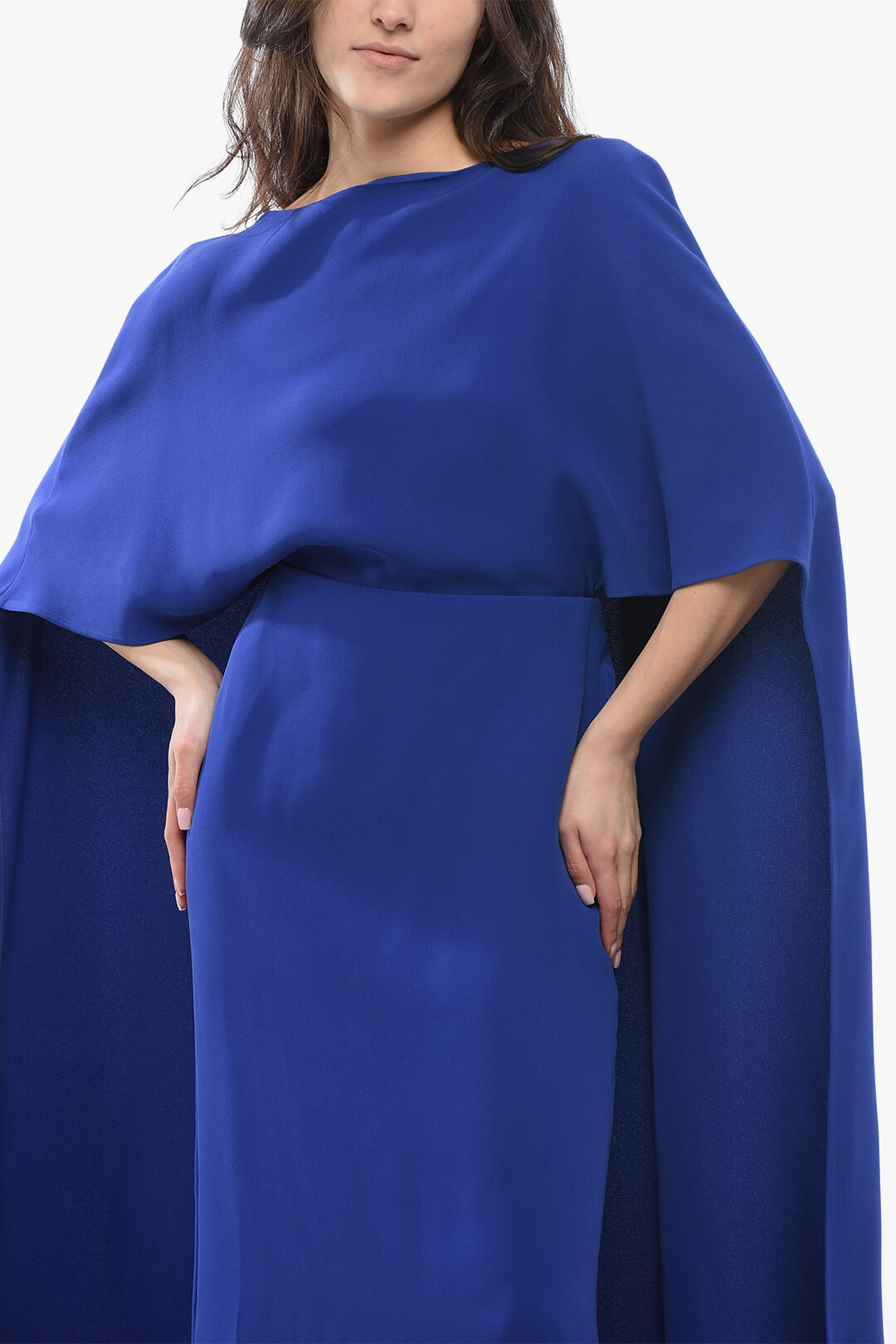 Valentino Silk Boat Neckline Dress with Cape Design women - Glamood Outlet