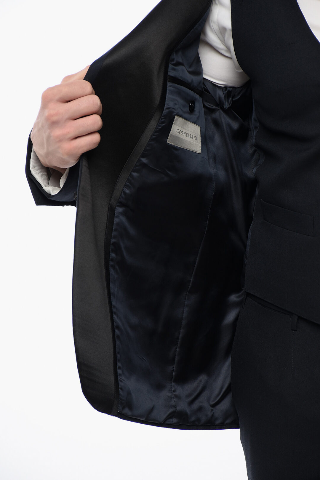 Corneliani Silk CERIMONIA ACADEMY 3-Piece Suit with Satin Details men ...