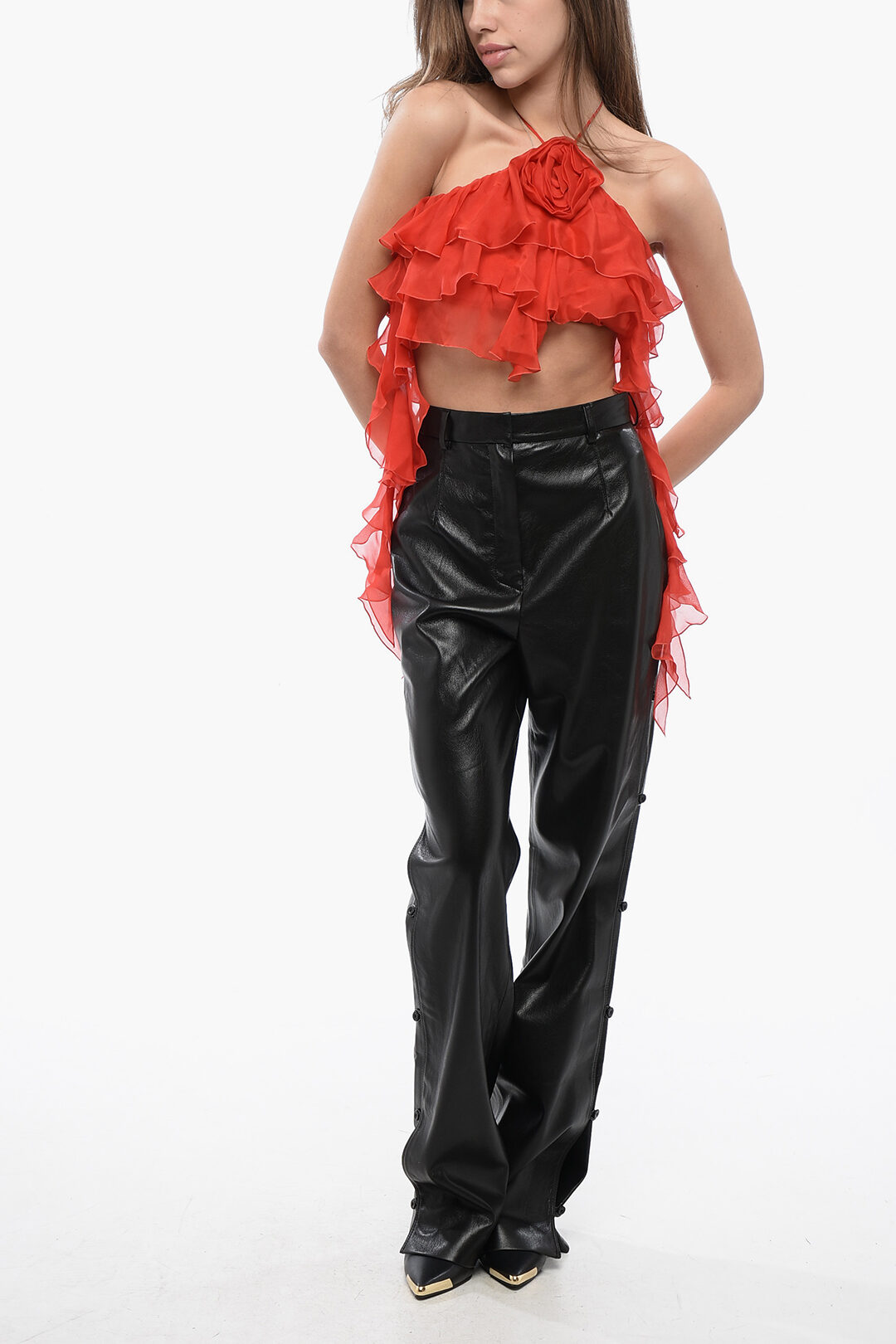 Blumarine Silk Crop Top with Ruffles women - Glamood Outlet