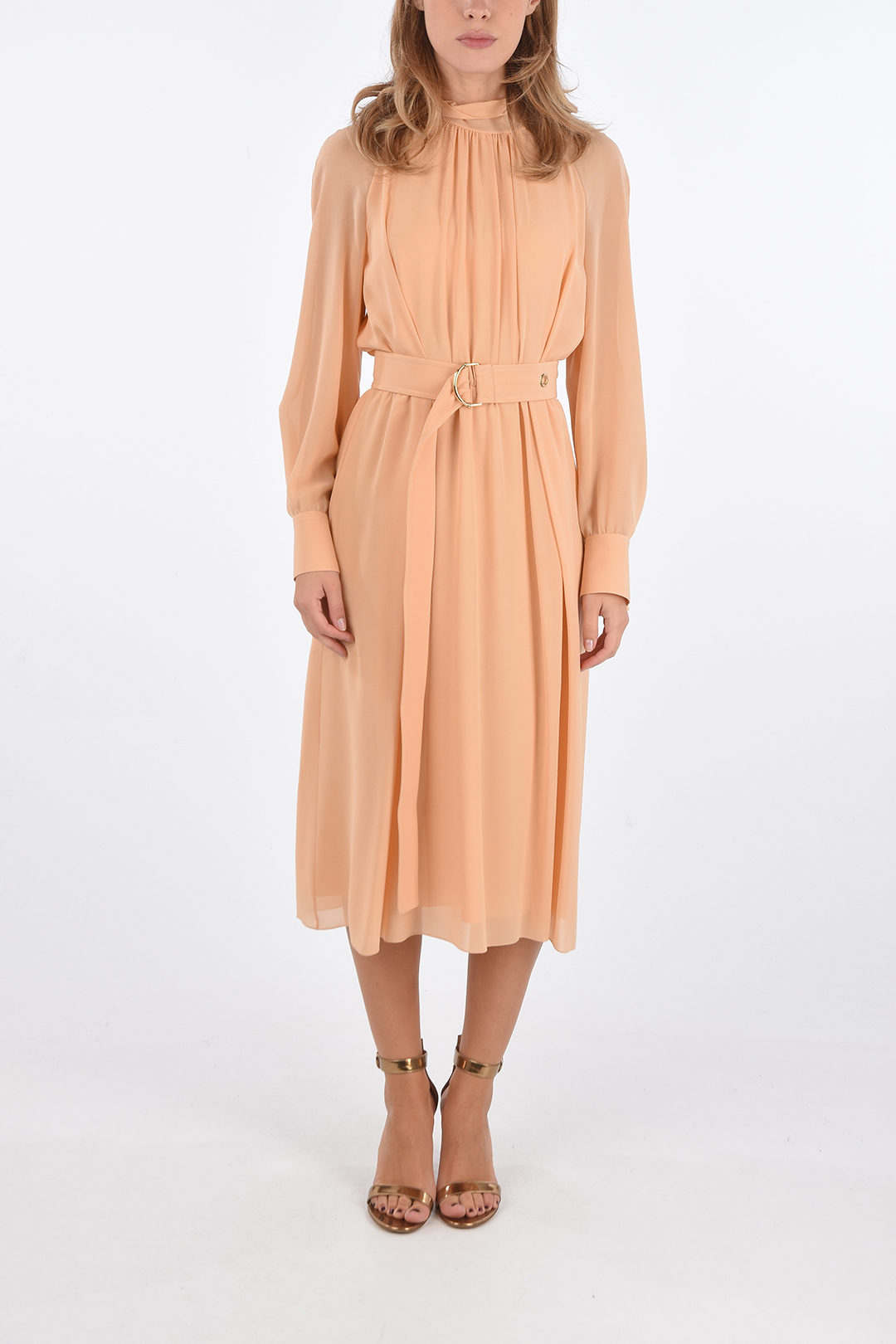 Chloe Silk Drawstring Dress with Matched Belt women - Glamood Outlet