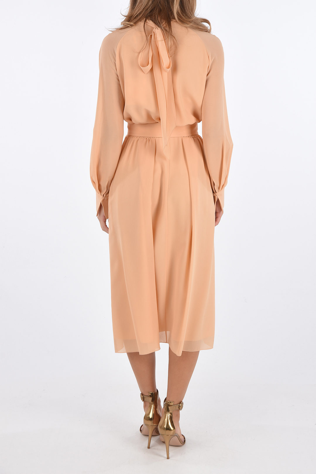 Chloe Silk Drawstring Dress with Matched Belt women - Glamood Outlet