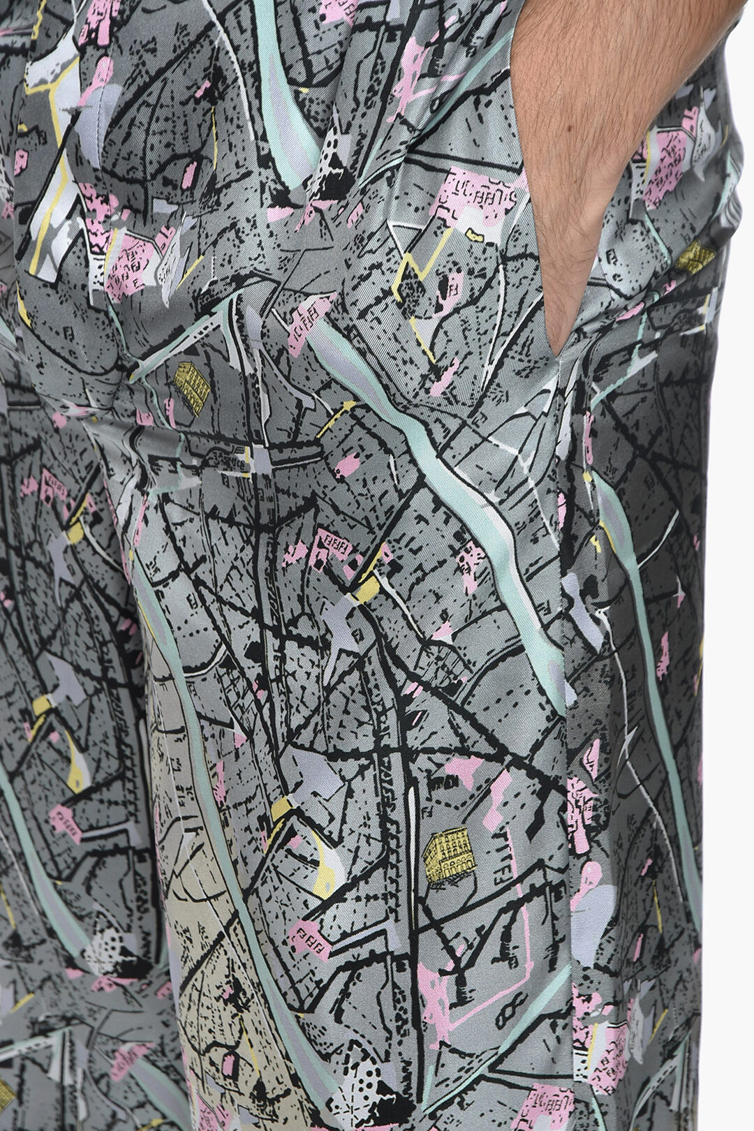 Fendi Silk Printed MAP Trousers men - Glamood Outlet