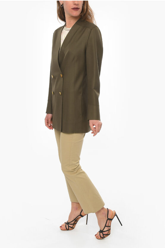 Mila Schön Silk Unlined Double-breasted Blazer without Collar women ...