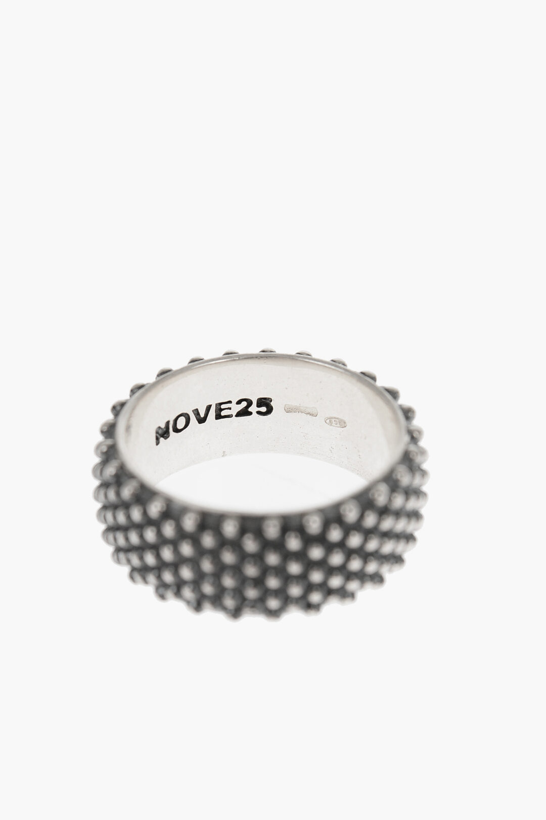 NOVE25 Silver Dotted Band Ring unisex men women - Glamood Outlet