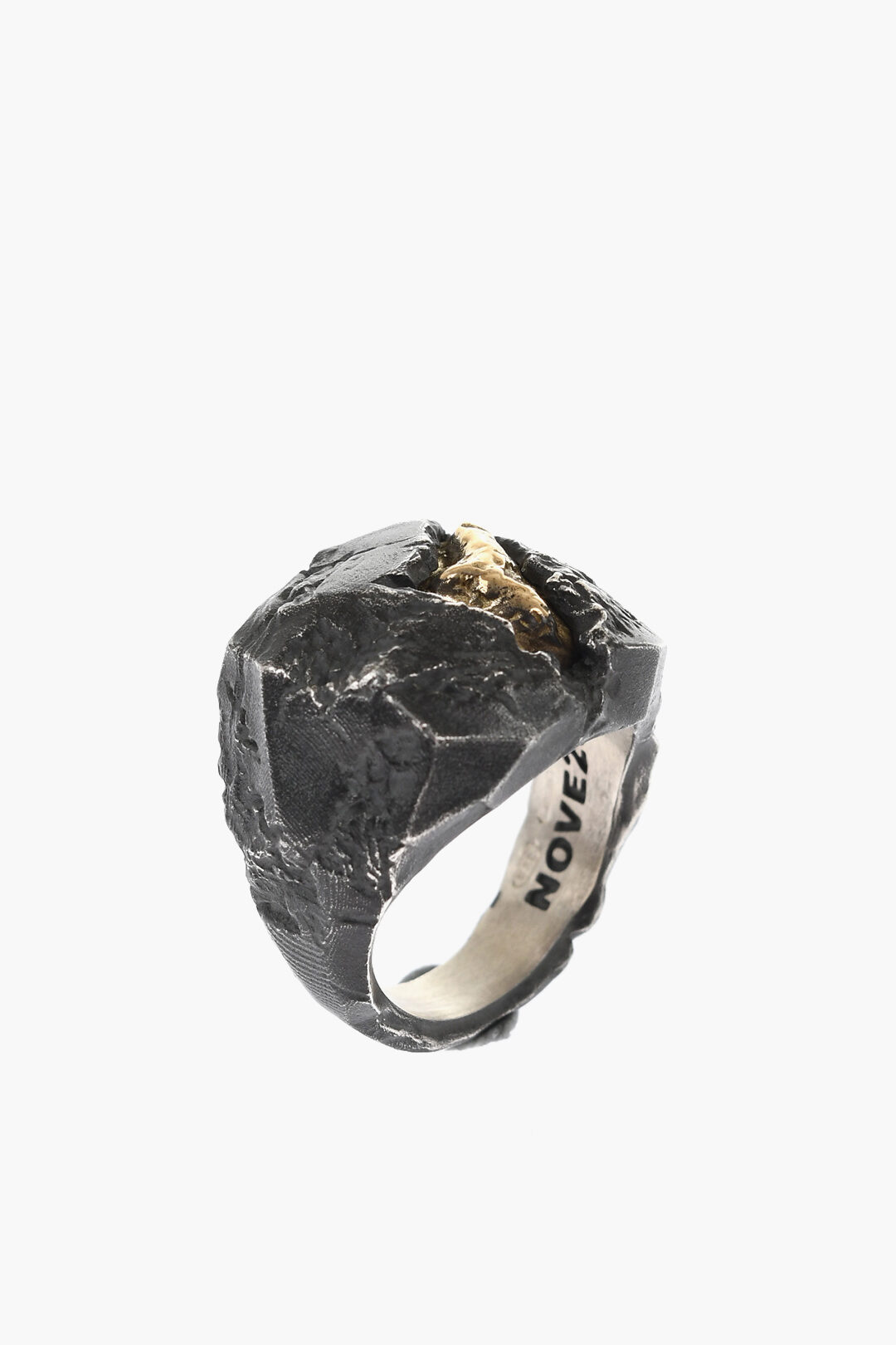 NOVE25 Silver MATERIC Signet Ring with Golden-Effect Detail men - Glamood Outlet