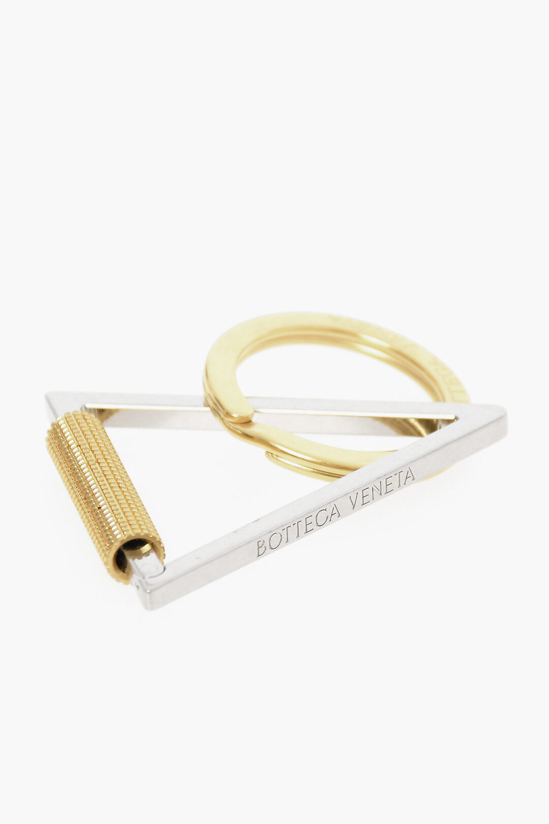 Bottega Veneta Silver-toned Triangle Key RIng men - Glamood Outlet