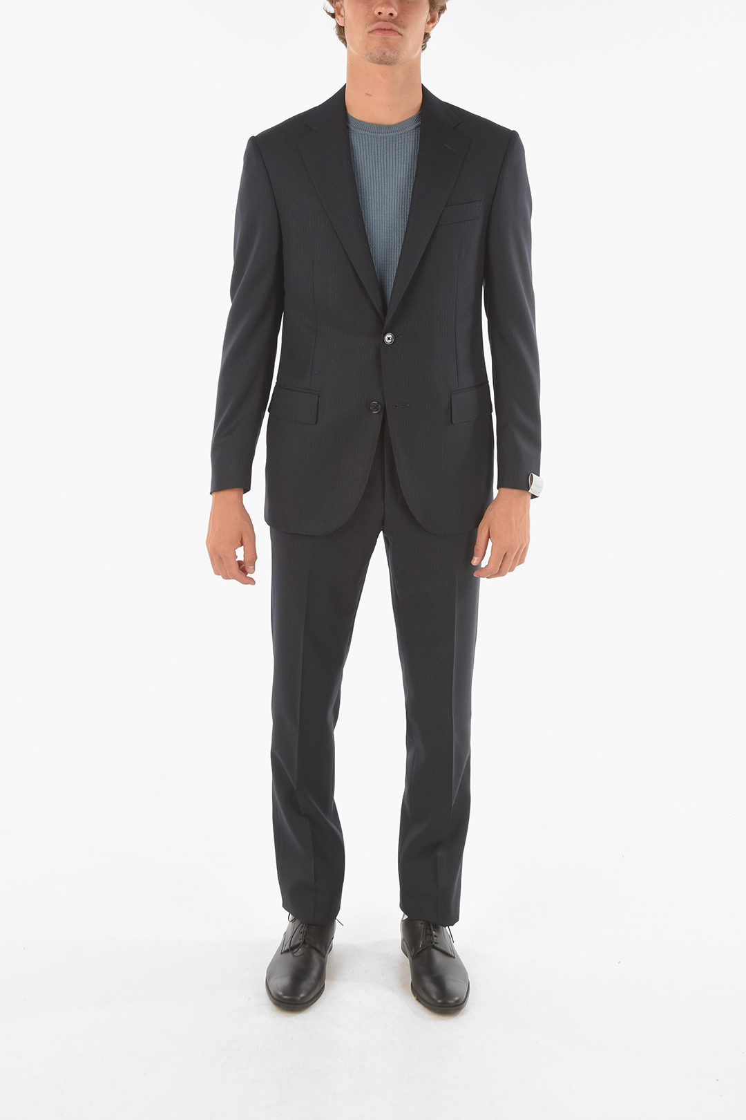 Corneliani Single Breasted Lined LEADER Virgin Wool Pinstriped Suit men ...
