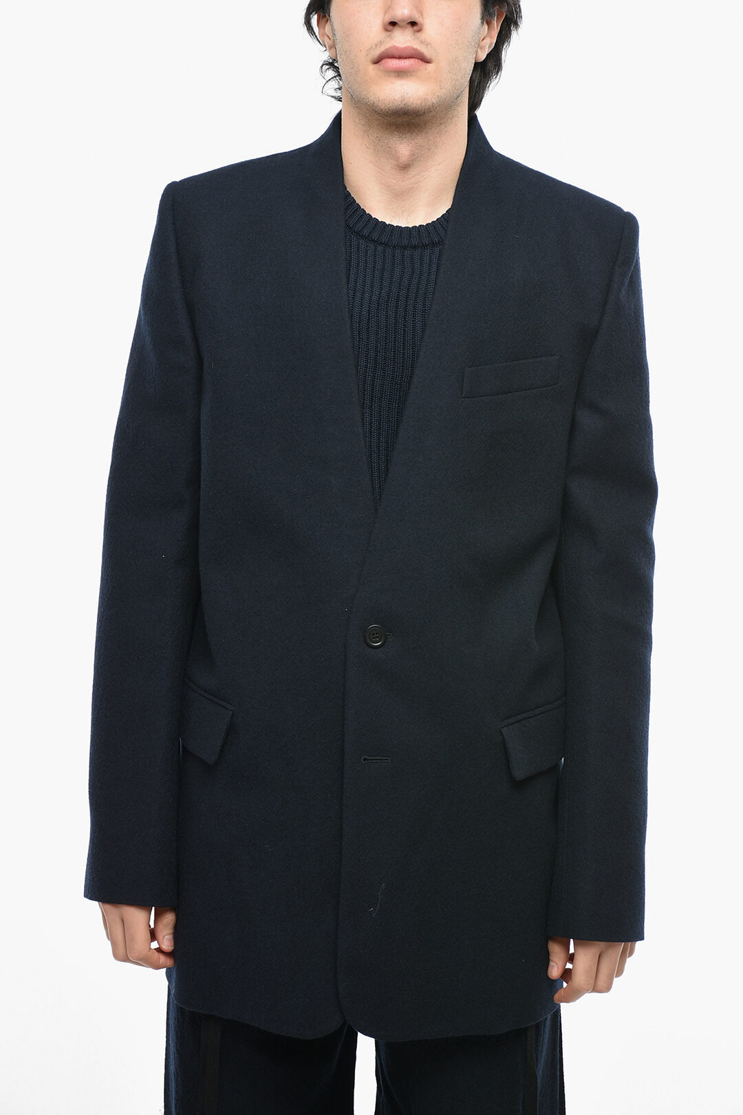 Ann Demeulemeester Single Breasted Wool Coat With Flap Pockets men ...