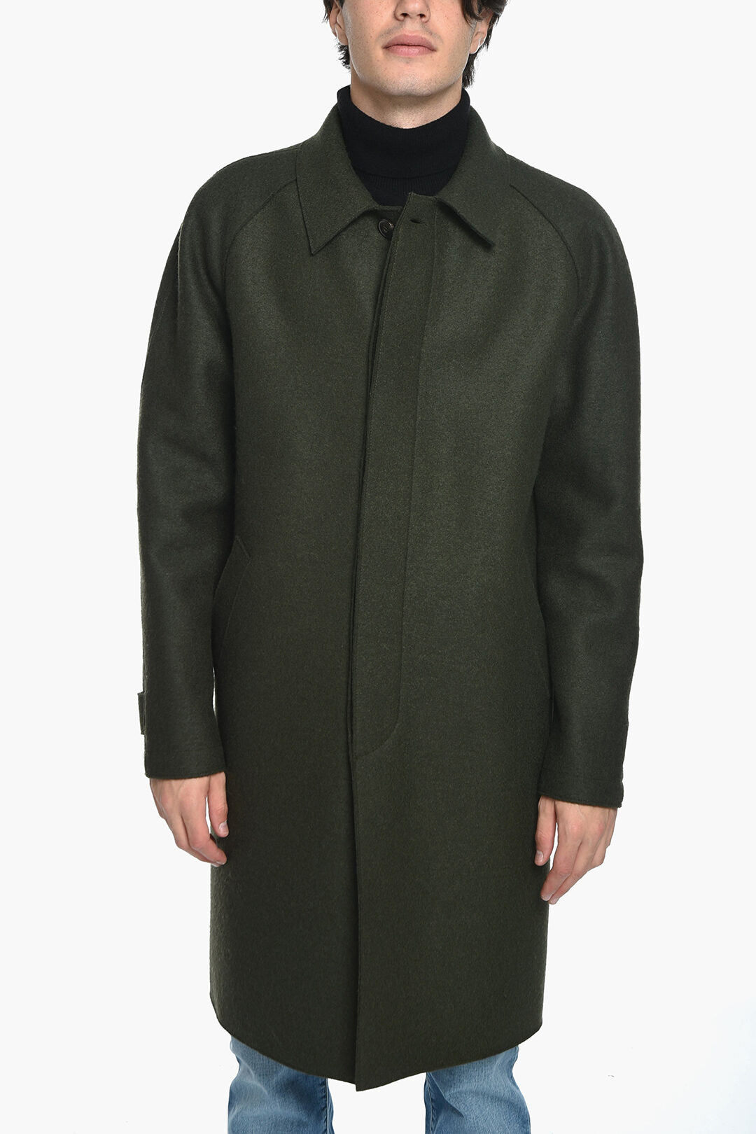 Harris Wharf Single Breasted Wool Coat With Hidden Buttons men ...