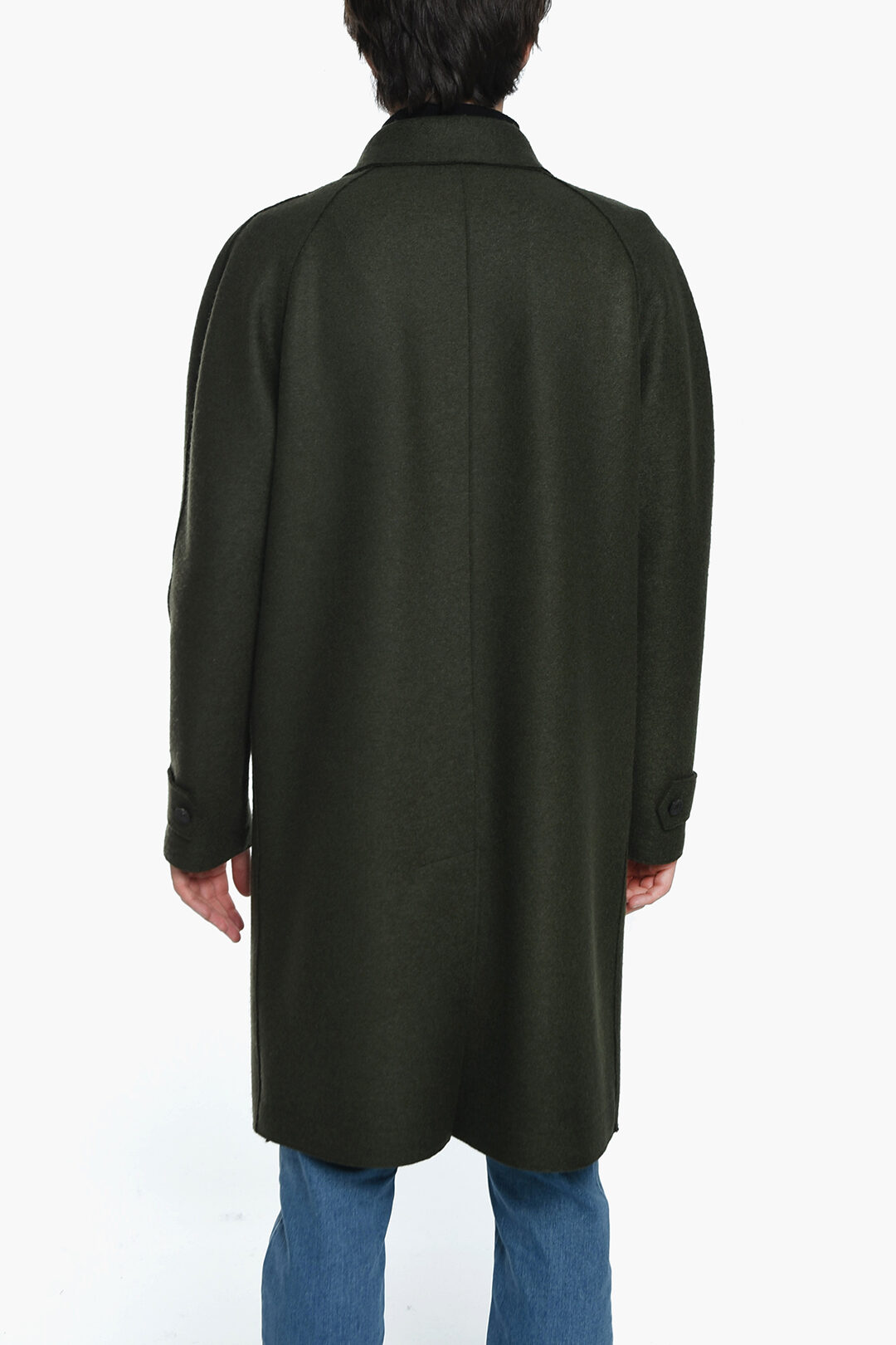 Harris Wharf Single Breasted Wool Coat With Hidden Buttons men ...