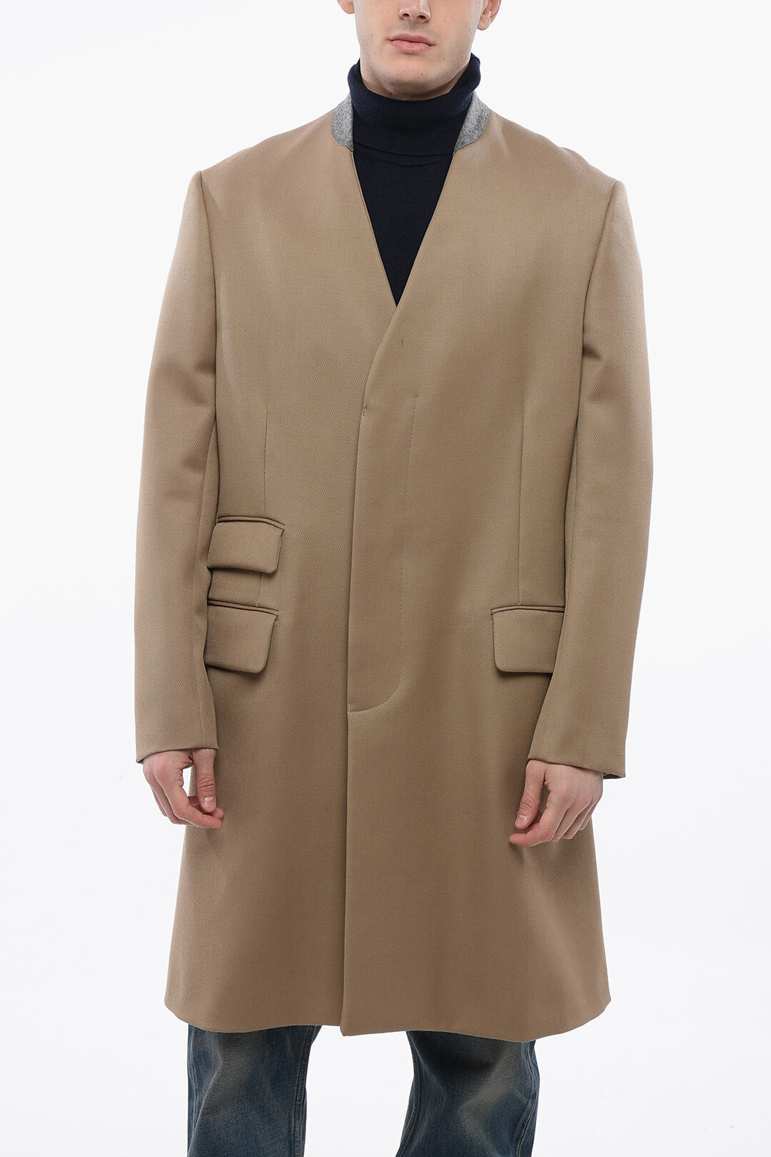 Maison Margiela Single Breasted Wool Coat With Hidden men - Glamood Outlet