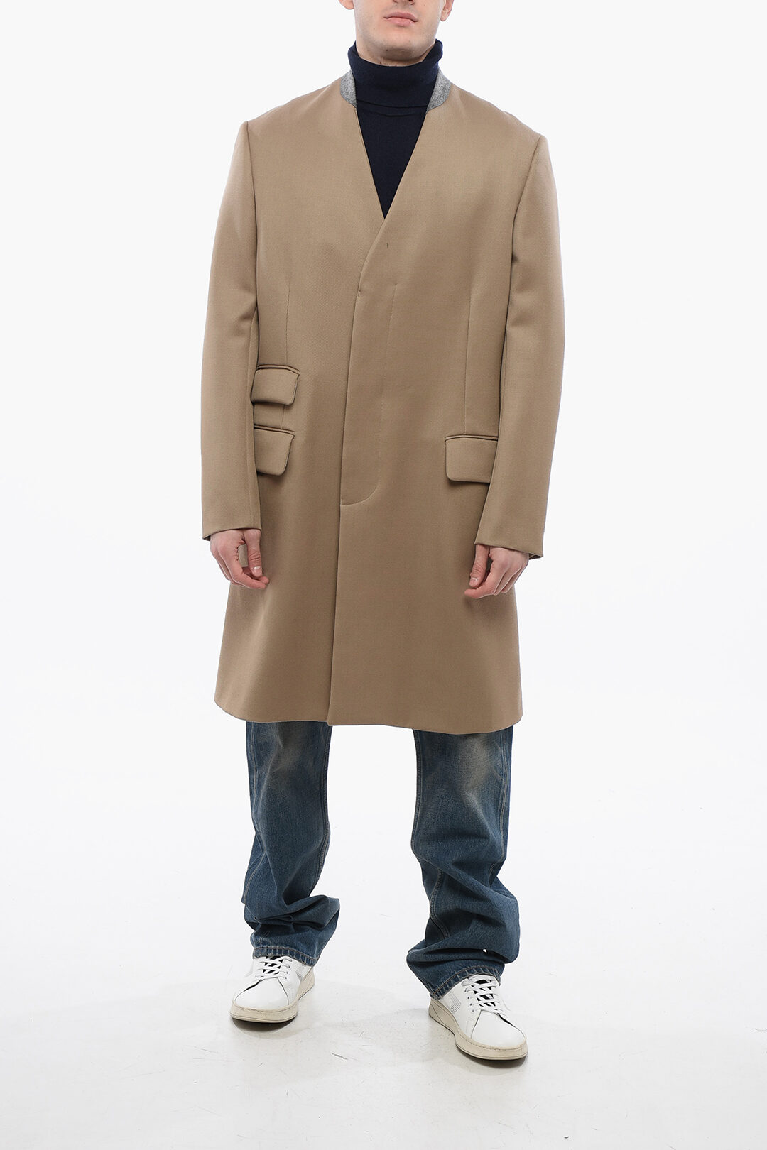 Maison Margiela Single Breasted Wool Coat With Hidden men - Glamood Outlet