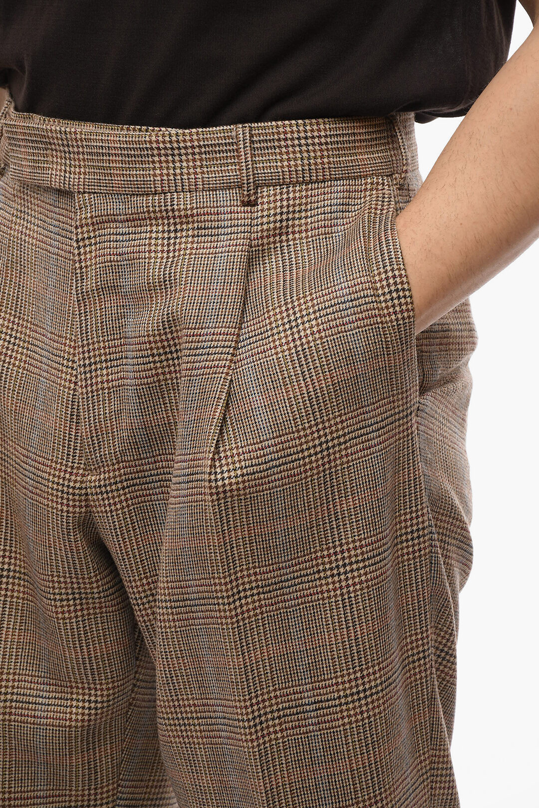 PT01 Single-pleated Mohair Pants with District Check Motif men ...