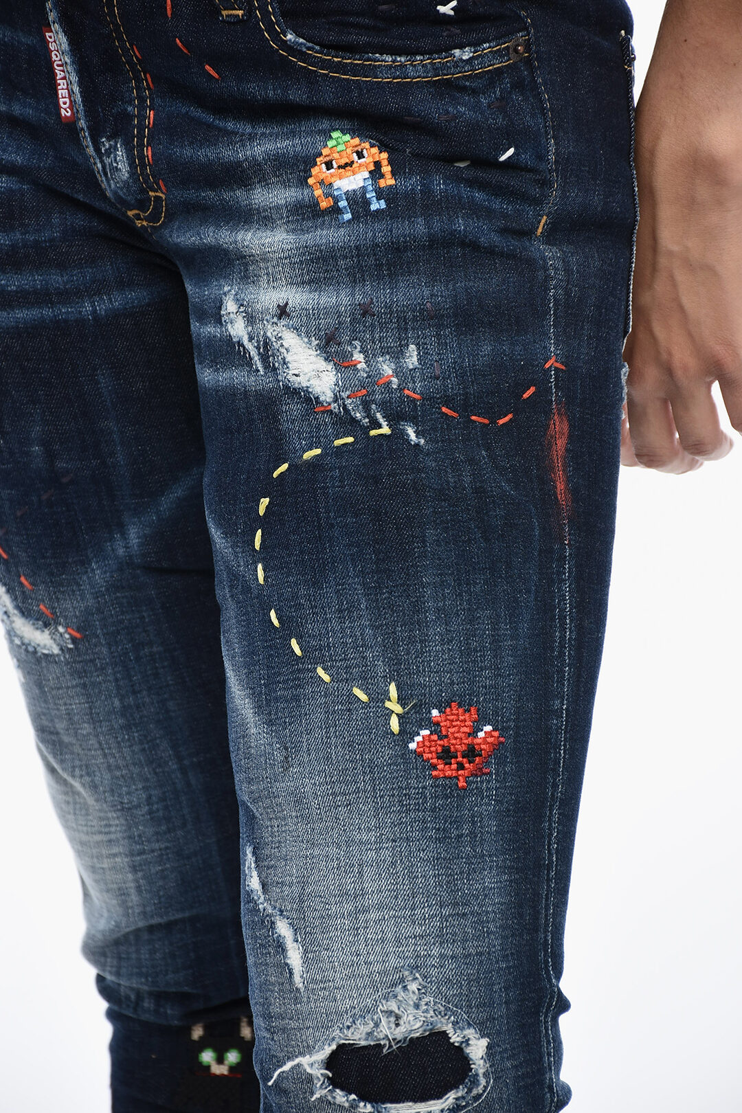 Dsquared2 Skinny Monster Maze Denims with Embroderies 14,5cm women ...