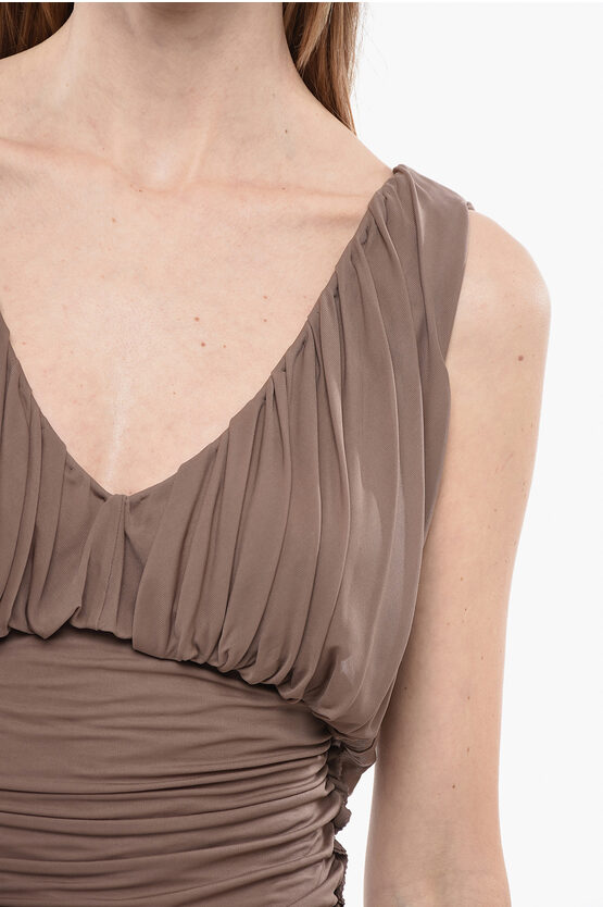 Saint Laurent Sleeveless Draped Sheer Minidress women - Glamood Outlet