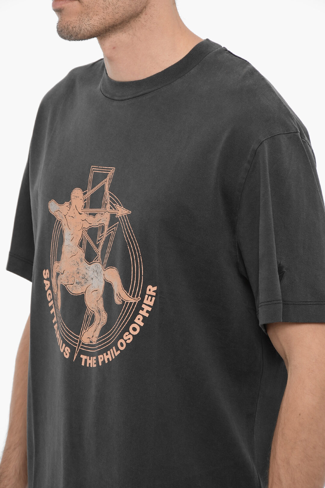 Neil Barrett Slim Fit SAGITTARIUS THE PHILOSOPHER Crew-Neck T-shirt men ...