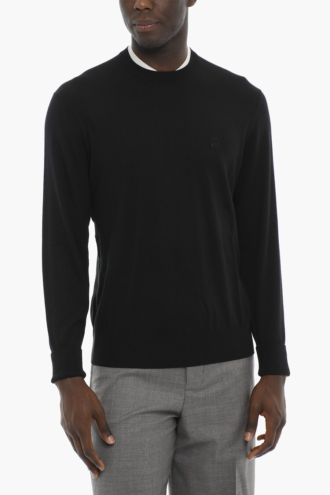 Neil Barrett Slim Fit Wool Crew-neck Sweater with Contrasting Details ...