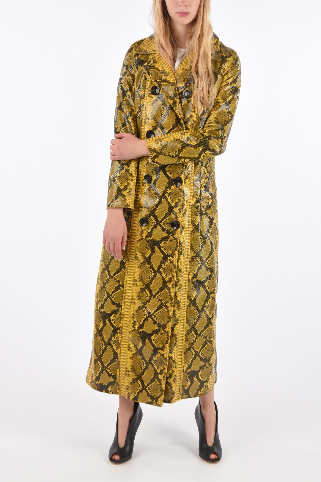 Stand Studio Snake-print ecoleather double breasted SASHA Chesterfield ...