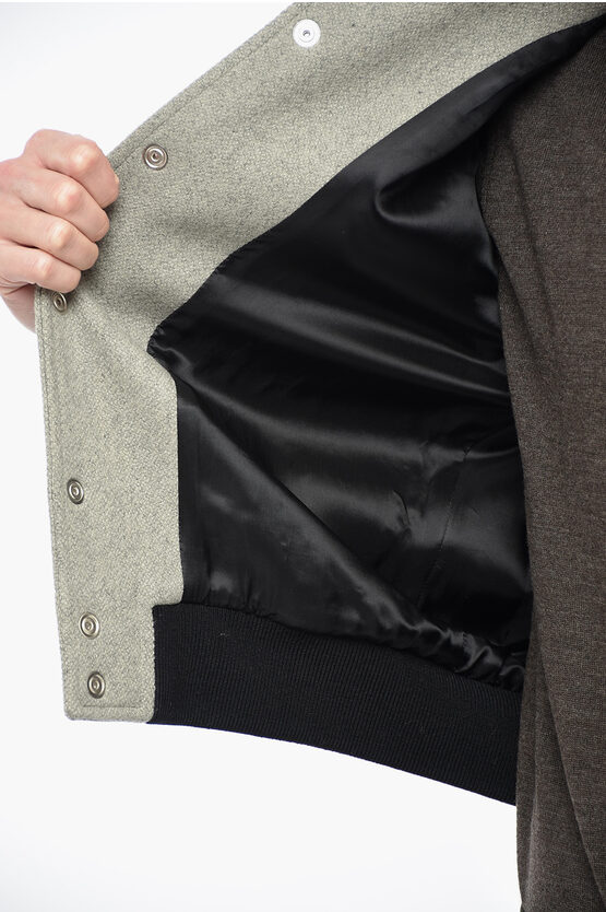 Celine Snap Button Wool Bomber Jacket with Leather Details men ...