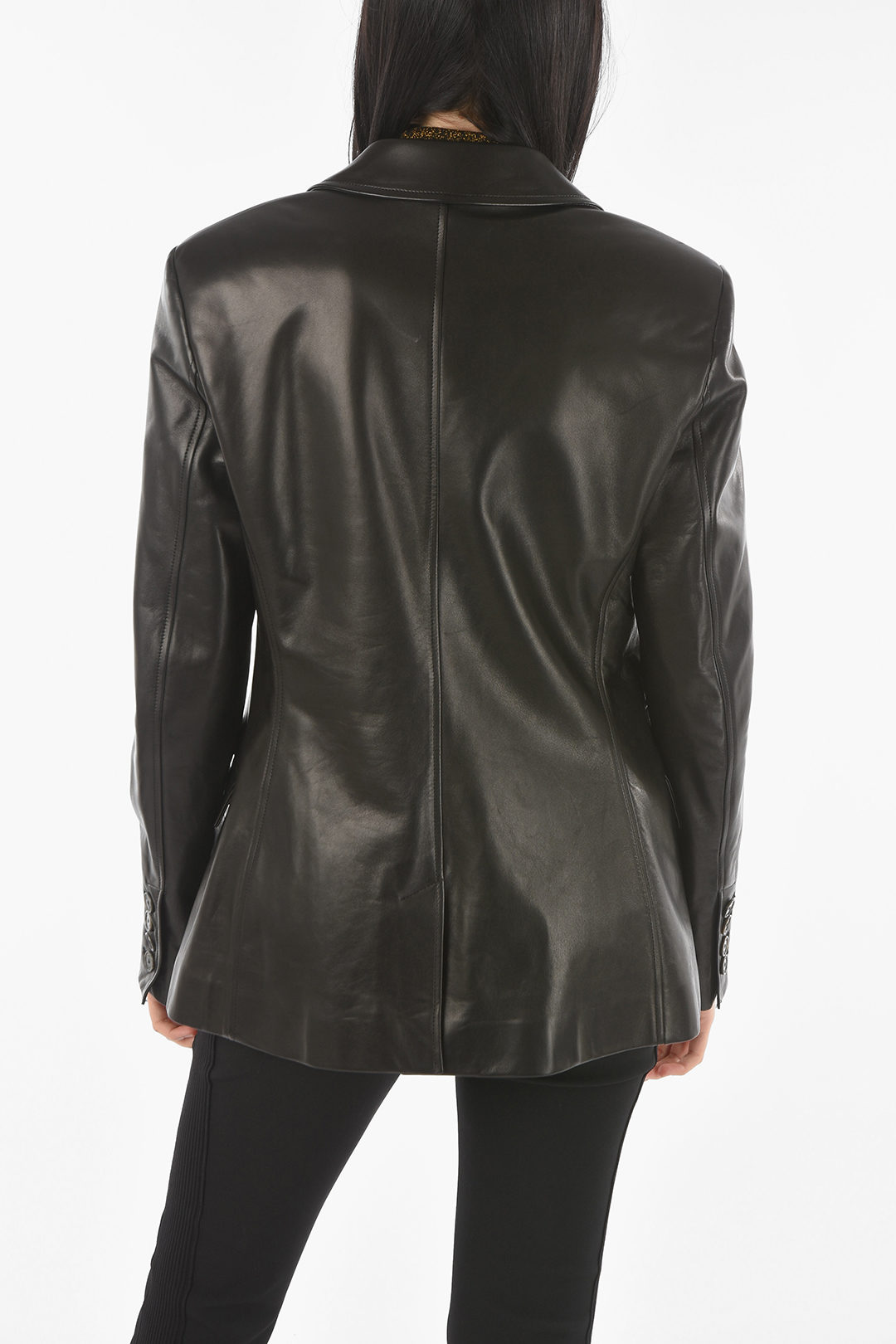 DROMe Soft Leather Lined Blazer with Padded Shoulders women - Glamood ...