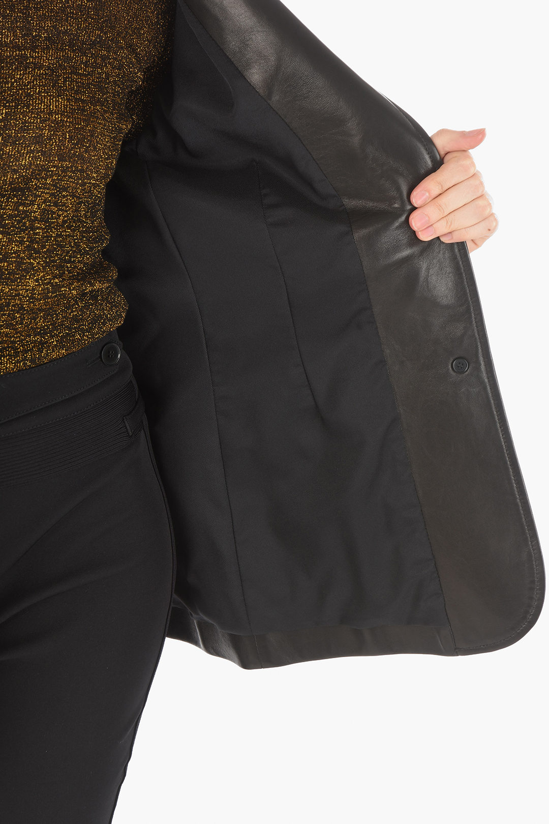 DROMe Soft Leather Lined Blazer with Padded Shoulders women - Glamood ...