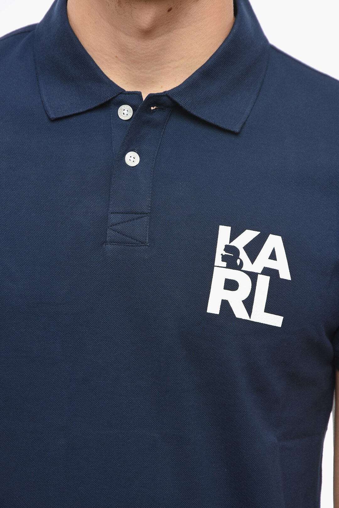 Karl Lagerfeld Solid Color 2 Buttons Polo Shirt with Printed Logo men ...