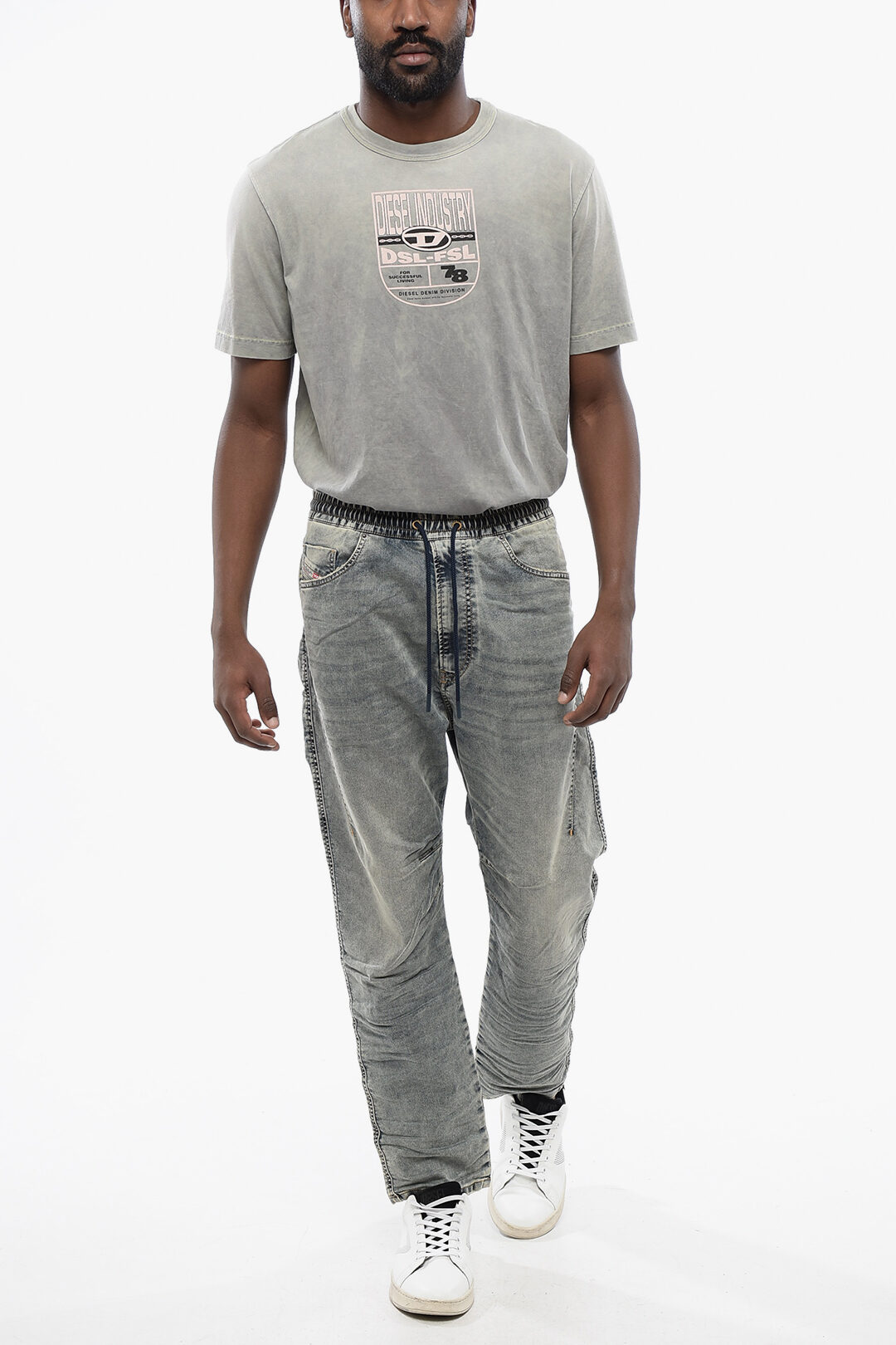 Diesel Solid Color 2040 D-AMAGE Jogg Jeans with Drawstring Waist 18cm ...