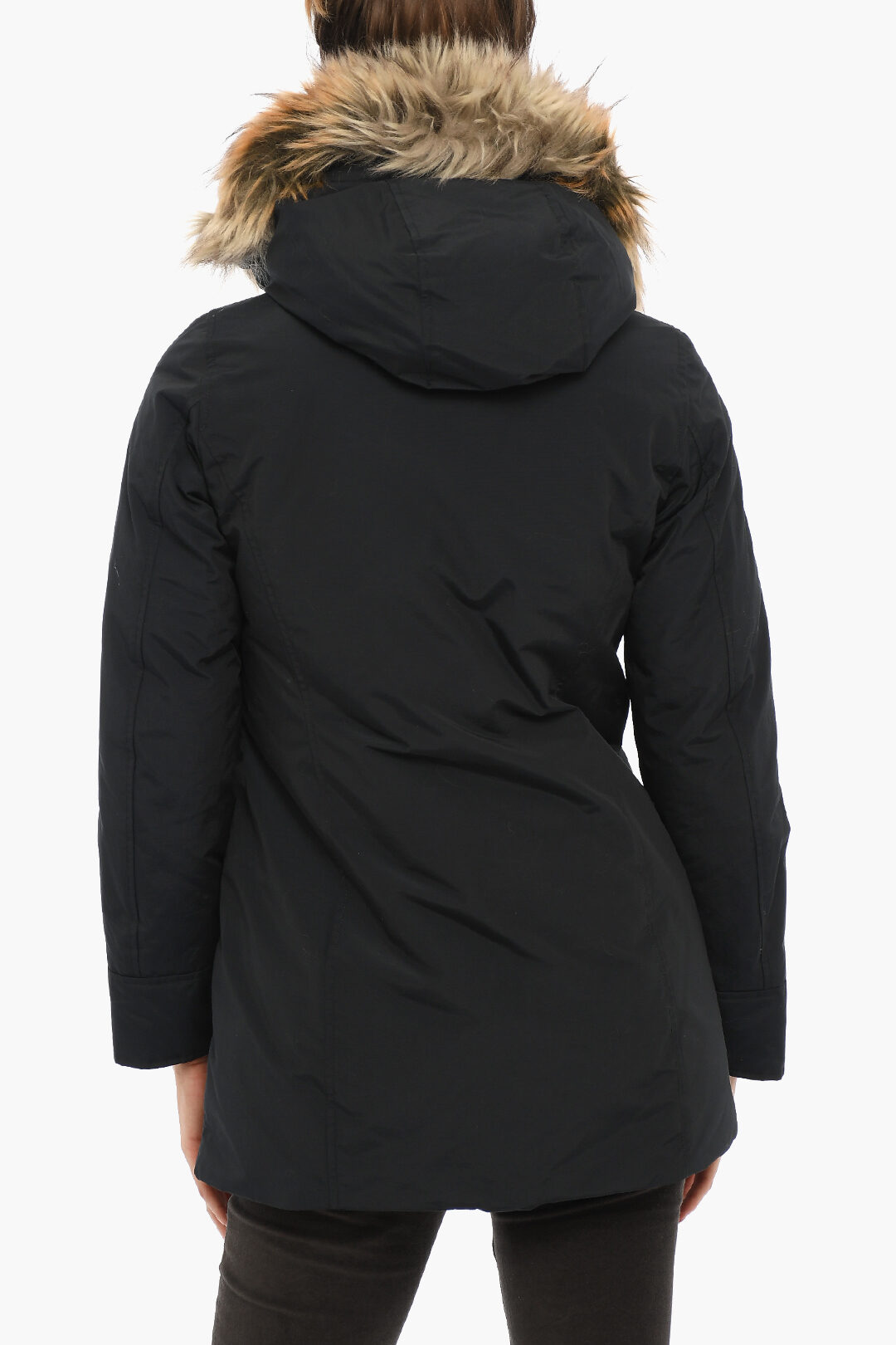 Woolrich Solid Color ARCTIC PARKA Down Jacket with Hidden Closure and ...