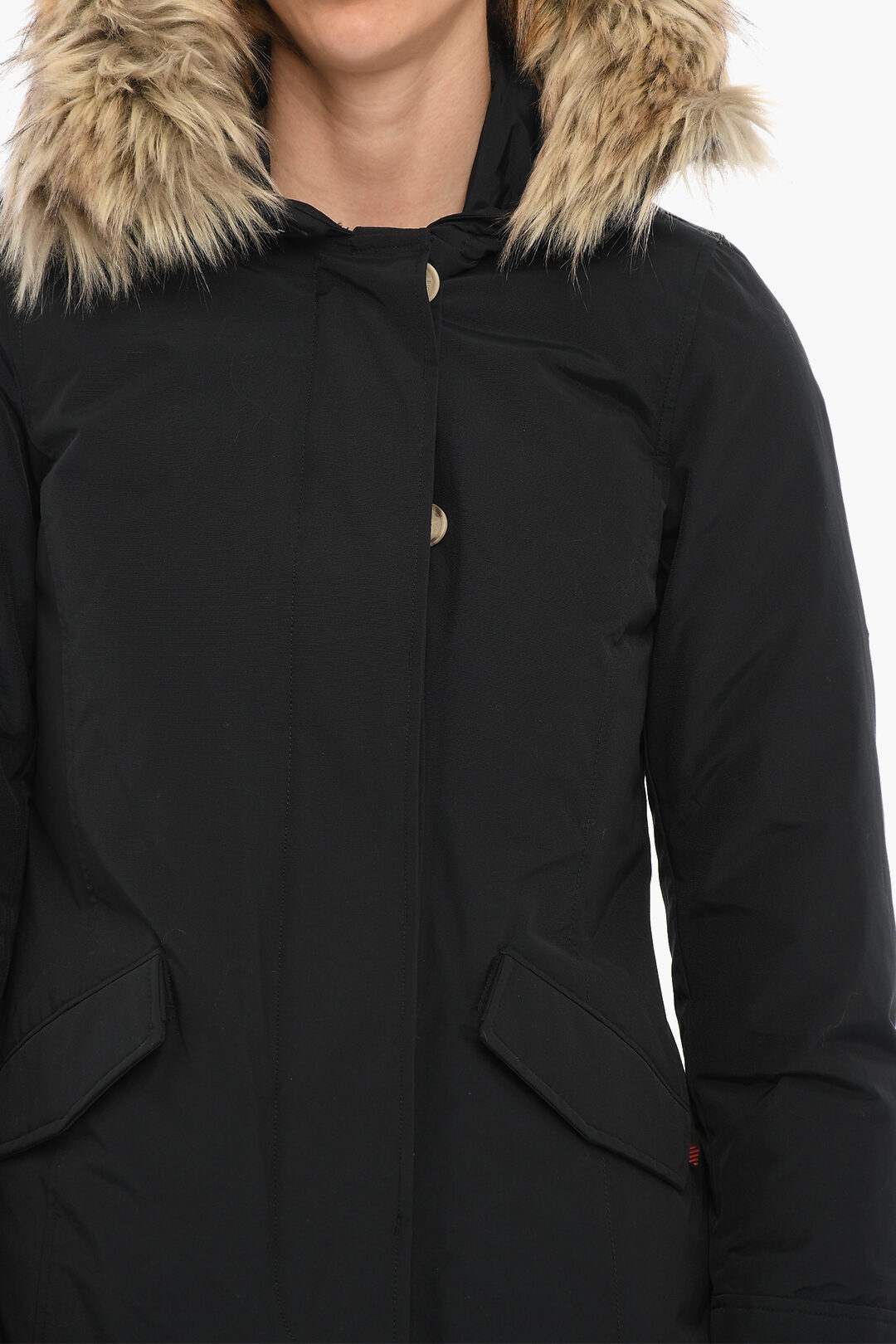 Woolrich Solid Color ARCTIC PARKA Down Jacket with Hidden Closure and ...