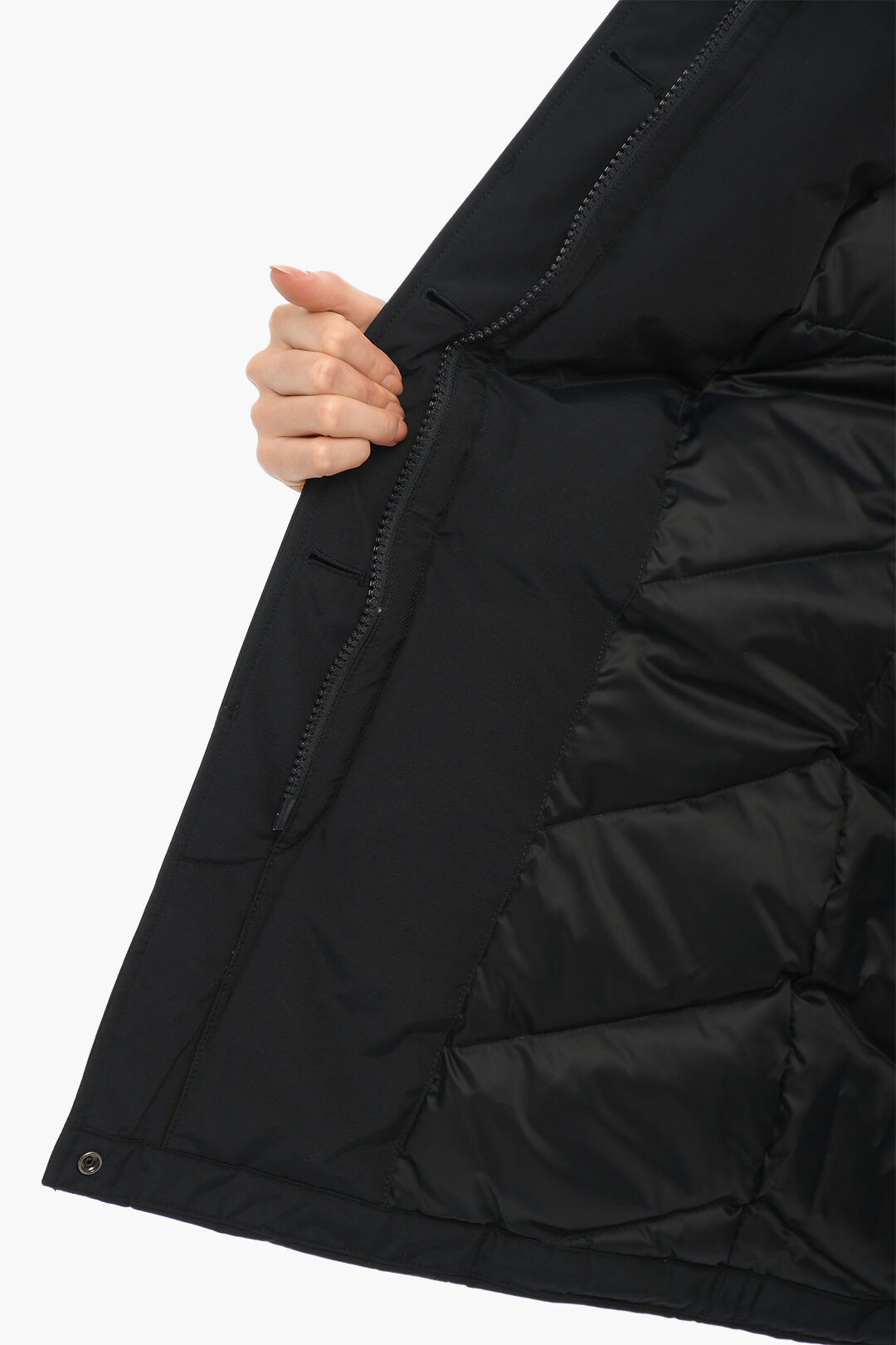 Woolrich Solid Color ARCTIC PARKA Down Jacket with Hidden Closure and ...