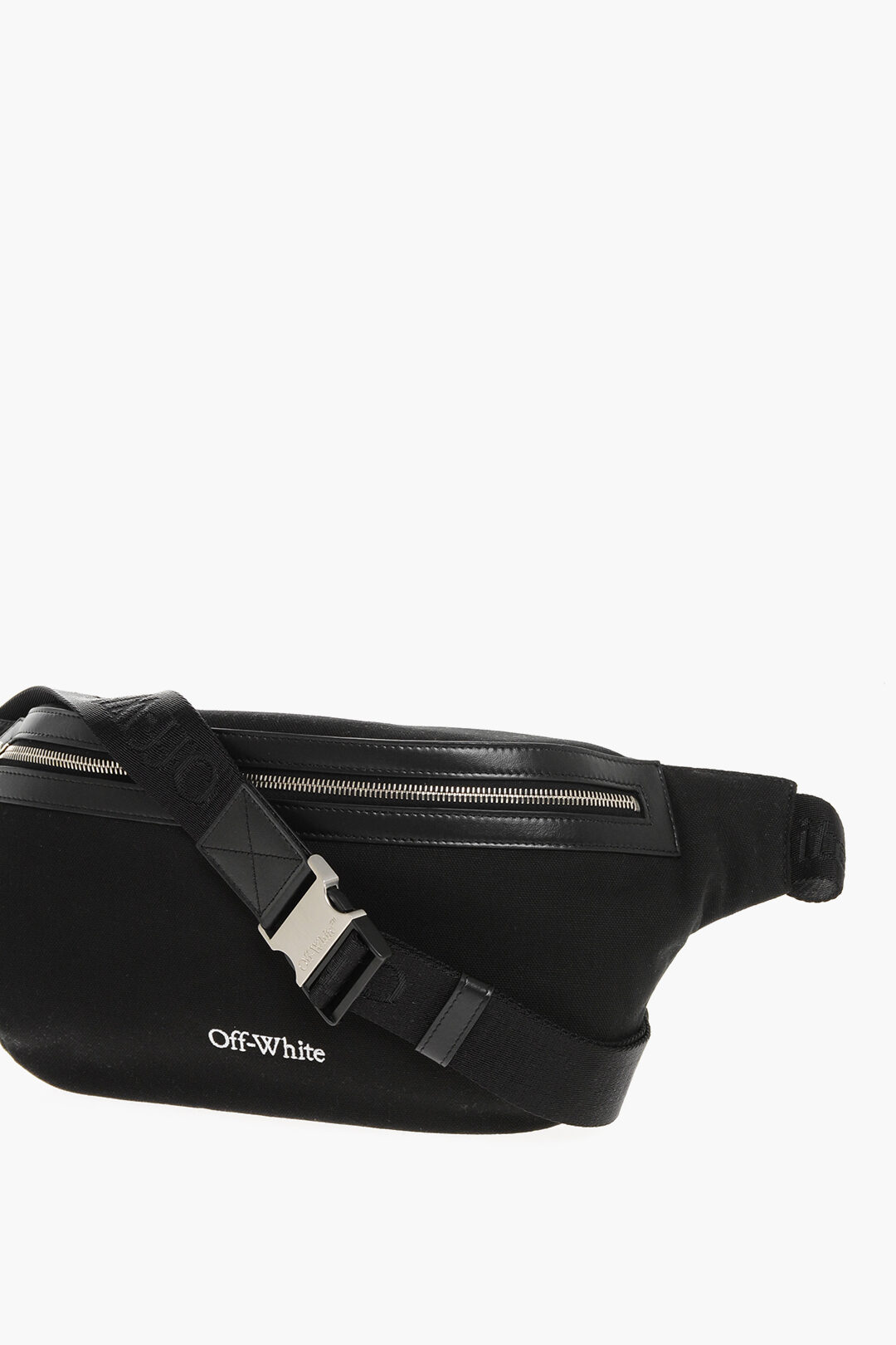 Off-White Solid Color Canvas Bum Bag with Contrasting Logo men ...