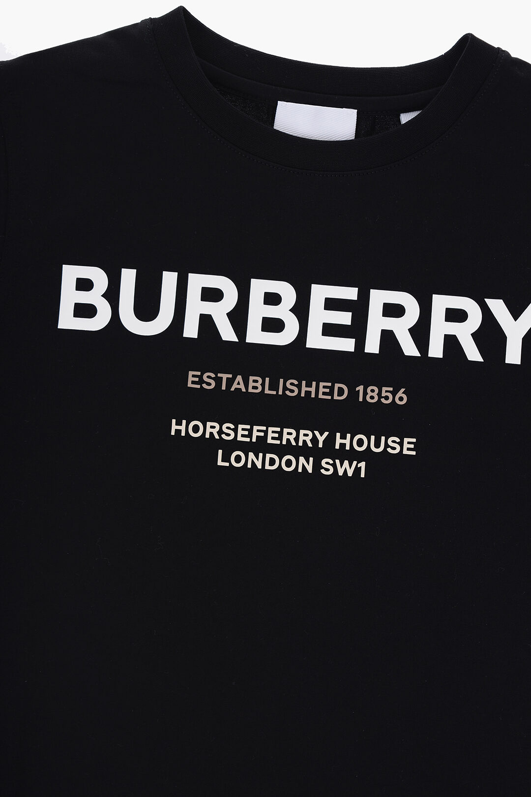 Burberry KIDS Solid Color CEDAR Crew-neck T-Shirt with Printed Logo ...