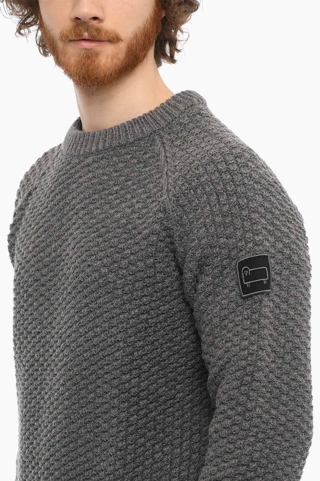 Woolrich Solid Color Crew-neck Sweater with Logo Patch men - Glamood Outlet