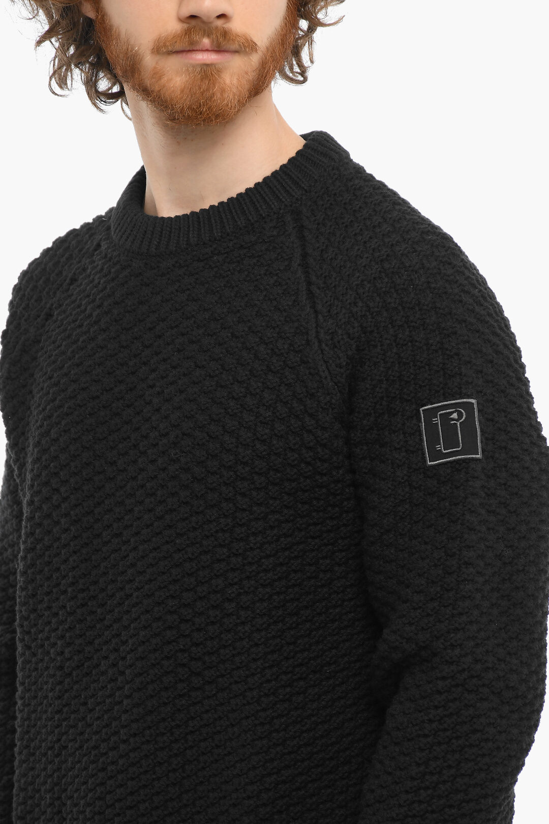 Woolrich Solid Color Crew-Neck Sweater with Patch Embroidery men ...