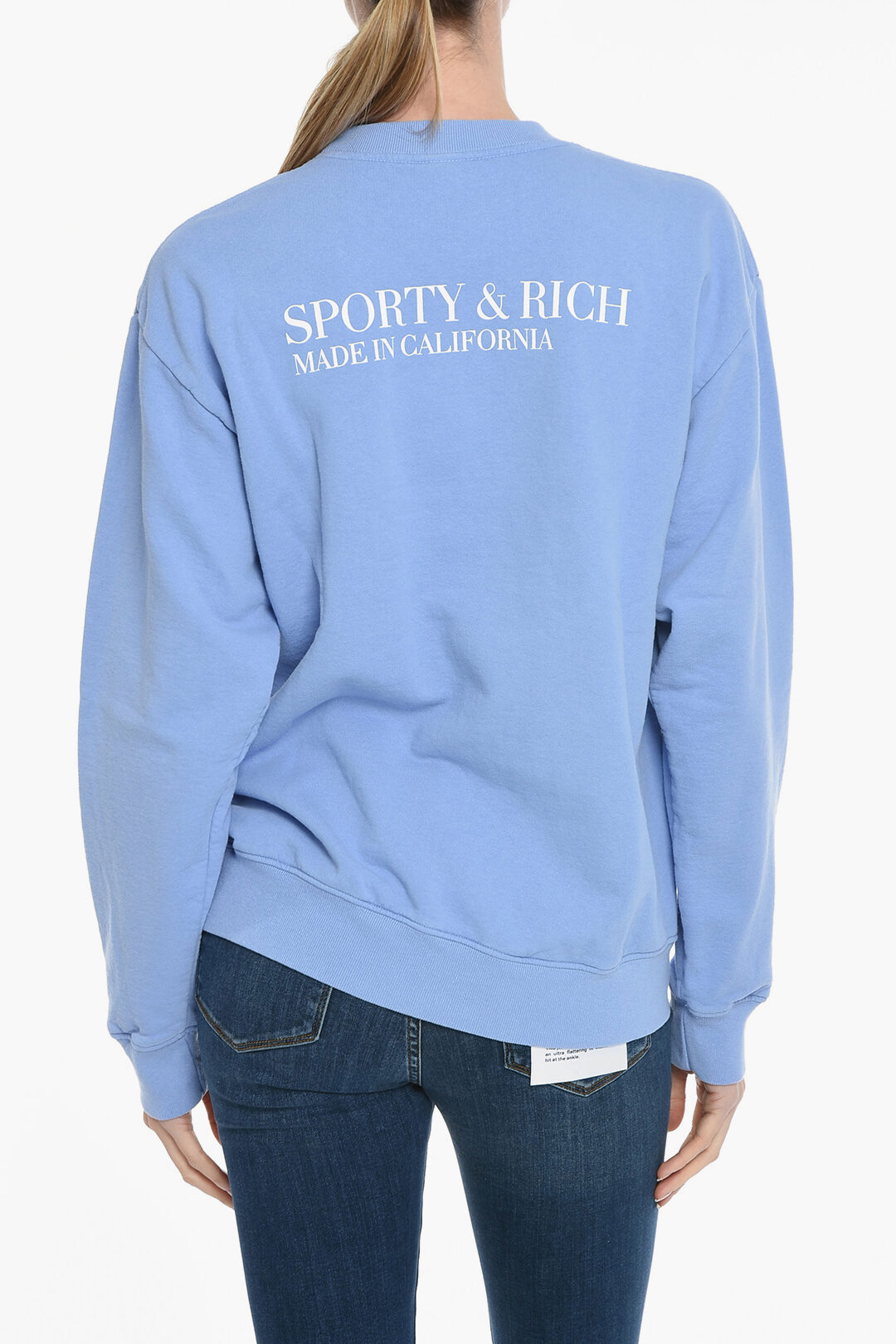 Sporty & Rich Solid Color Crew-neck Sweatshirt with Printed Logo women ...