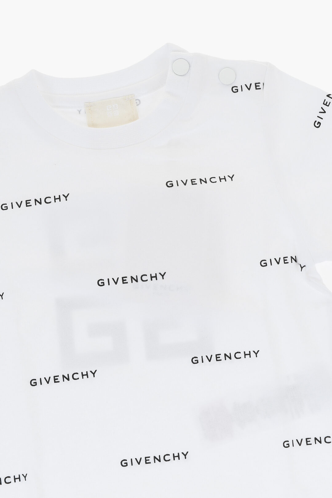 Givenchy KIDS Solid Color Crew-neck T-Shirt with All-Over Logo unisex ...