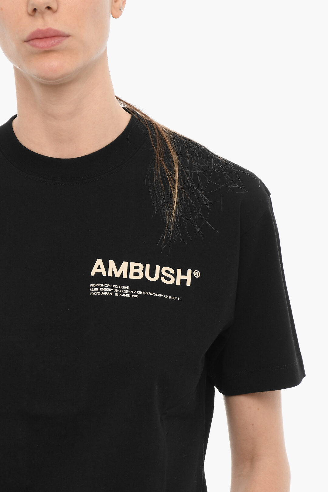 Ambush Solid Color Crew-neck T-Shirt with Contrasting Logo women ...
