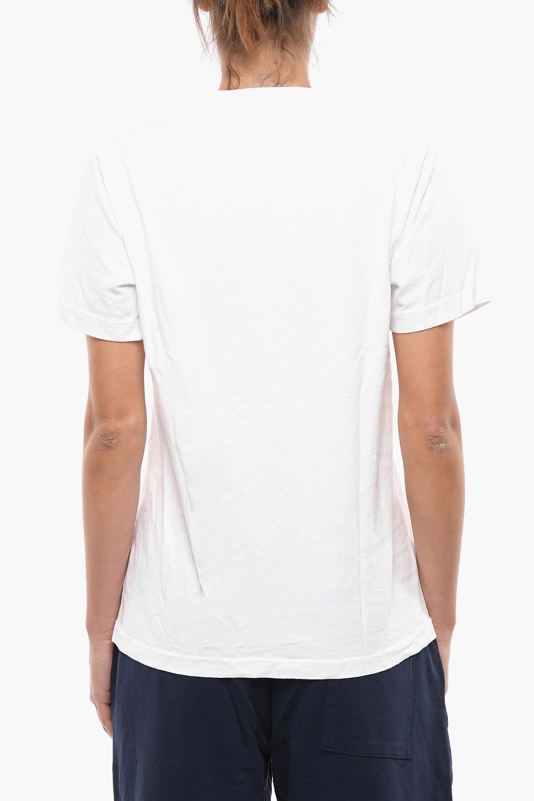 Sporty & Rich Solid Color Crew-neck T-Shirt with Contrasting Print ...