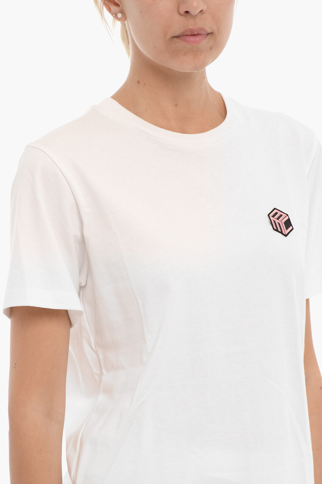 MCM Solid Color Crew-neck T-Shirt with Embroidery women - Glamood Outlet