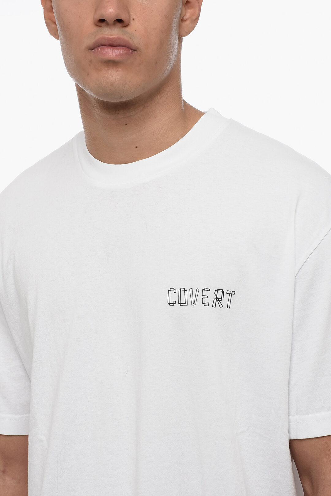 Covert Solid Color Crew-neck T-Shirt with Printed Logo men - Glamood Outlet