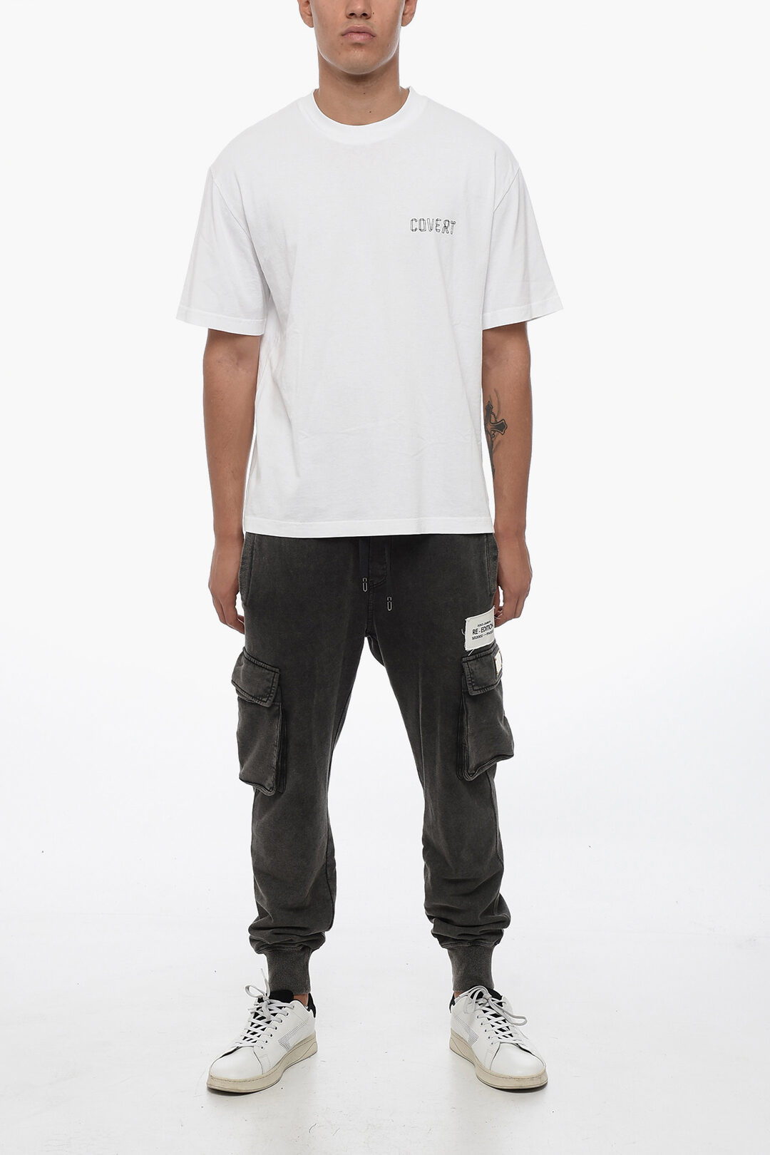 Covert Solid Color Crew-neck T-Shirt with Printed Logo men - Glamood Outlet